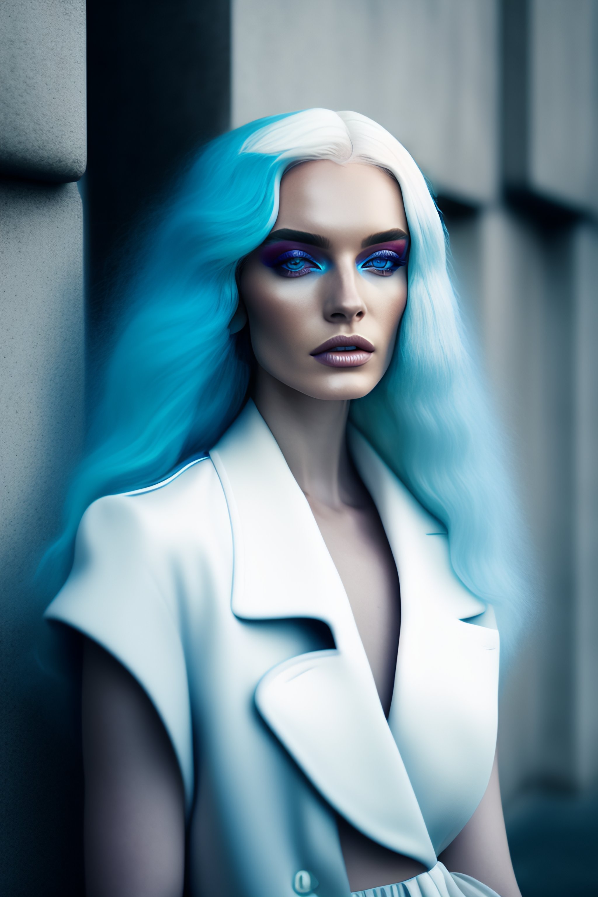Lexica - Portrait of haute couture beautiful albino fashion model with ...