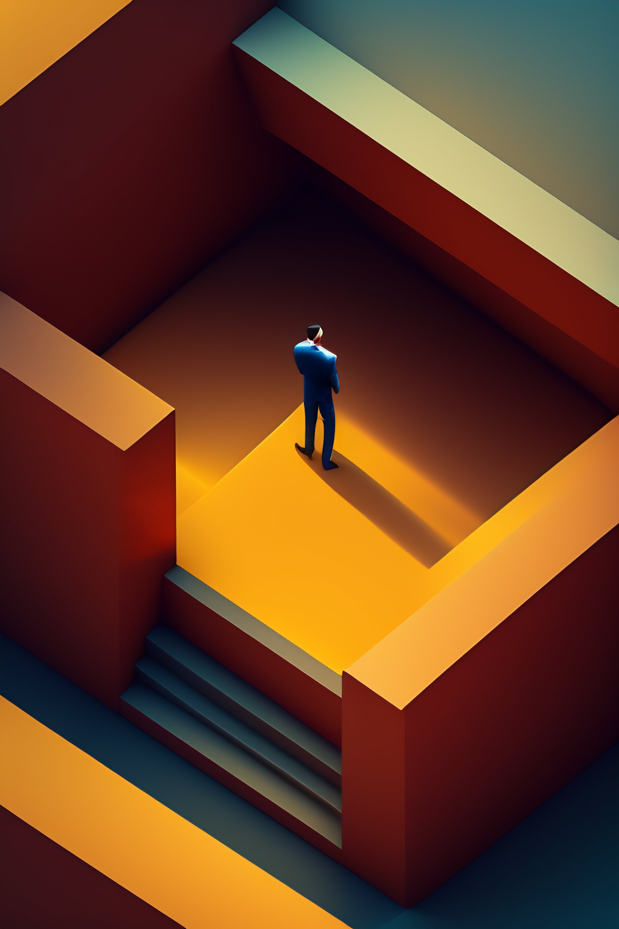 Lexica - Man seen from above isometric view