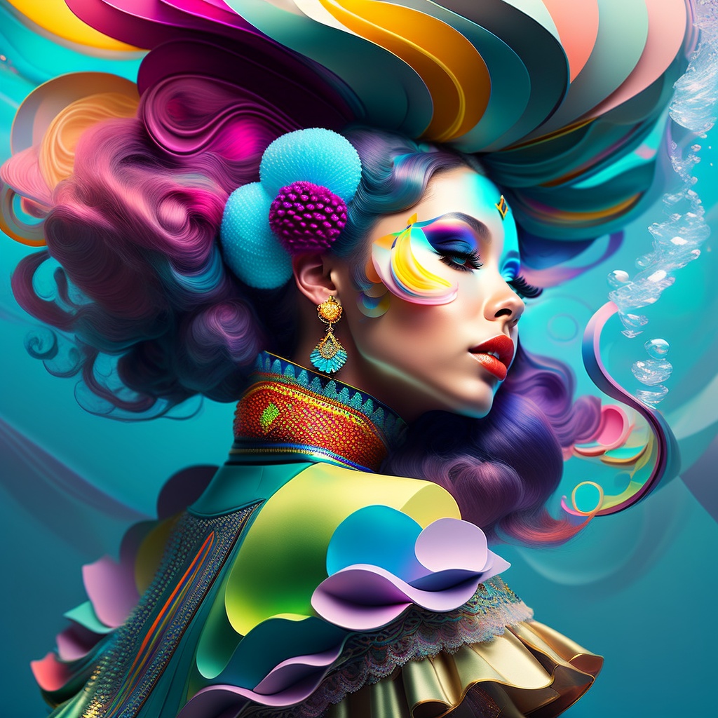Lexica - Dynamic underwater ink art by Alberto Seveso of a young woman ...