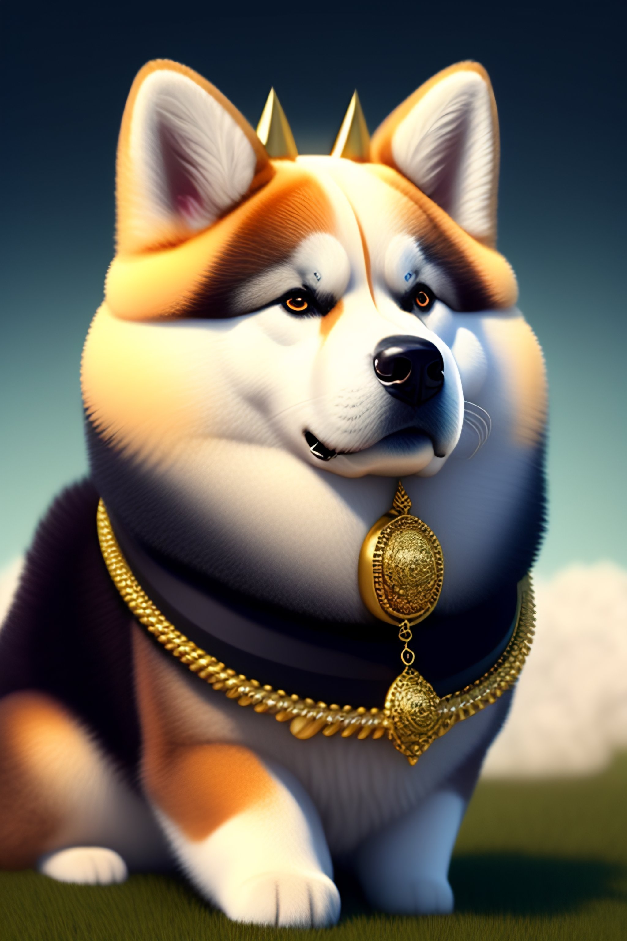 Lexica - CUTE AND ADORABLE CARTOON FLUFFY AKITA INU with BIG GOLDCHAINS ...