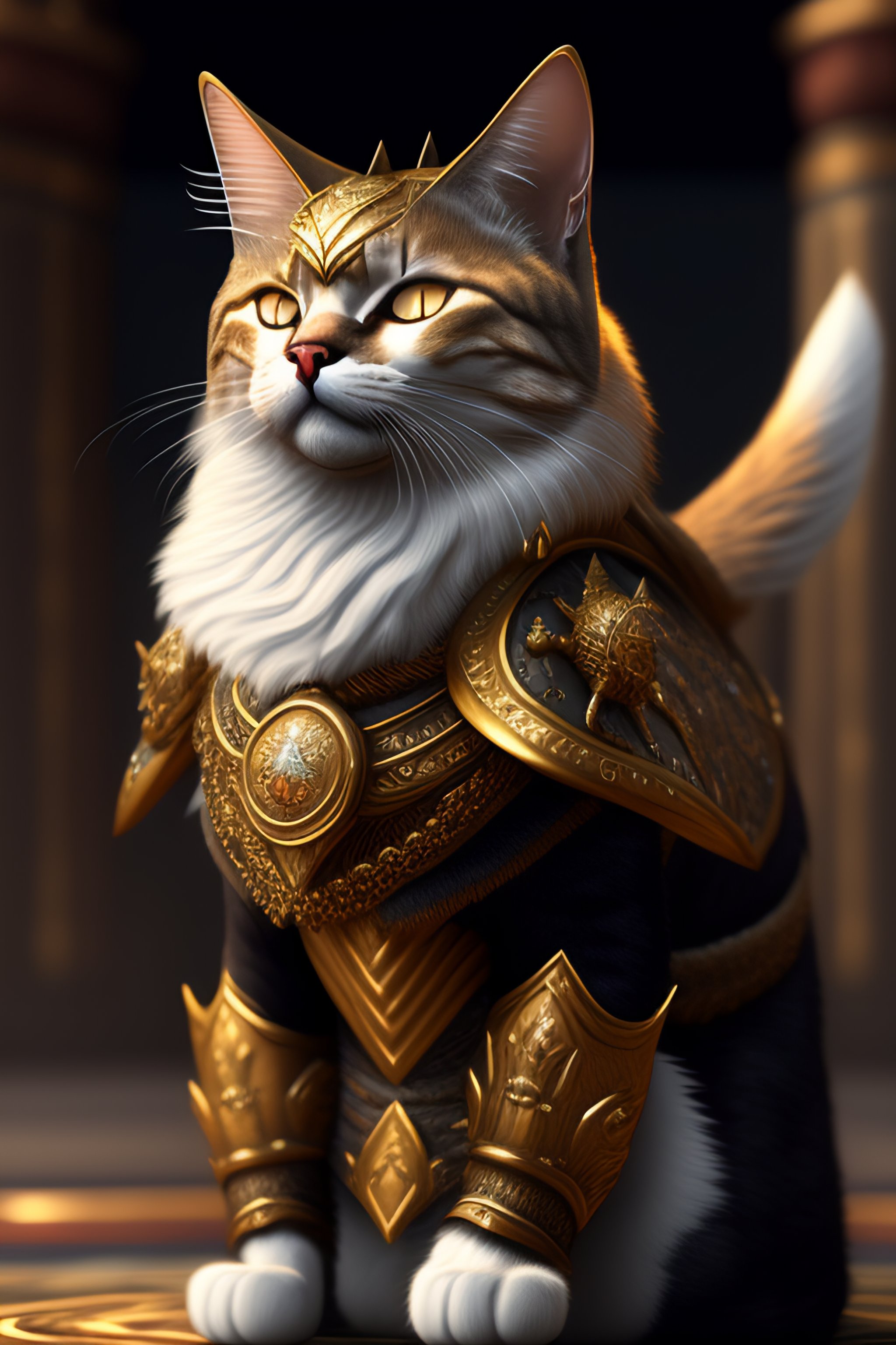 Lexica - A detailed king cat holding weaponry, by Elder Scrolls ...