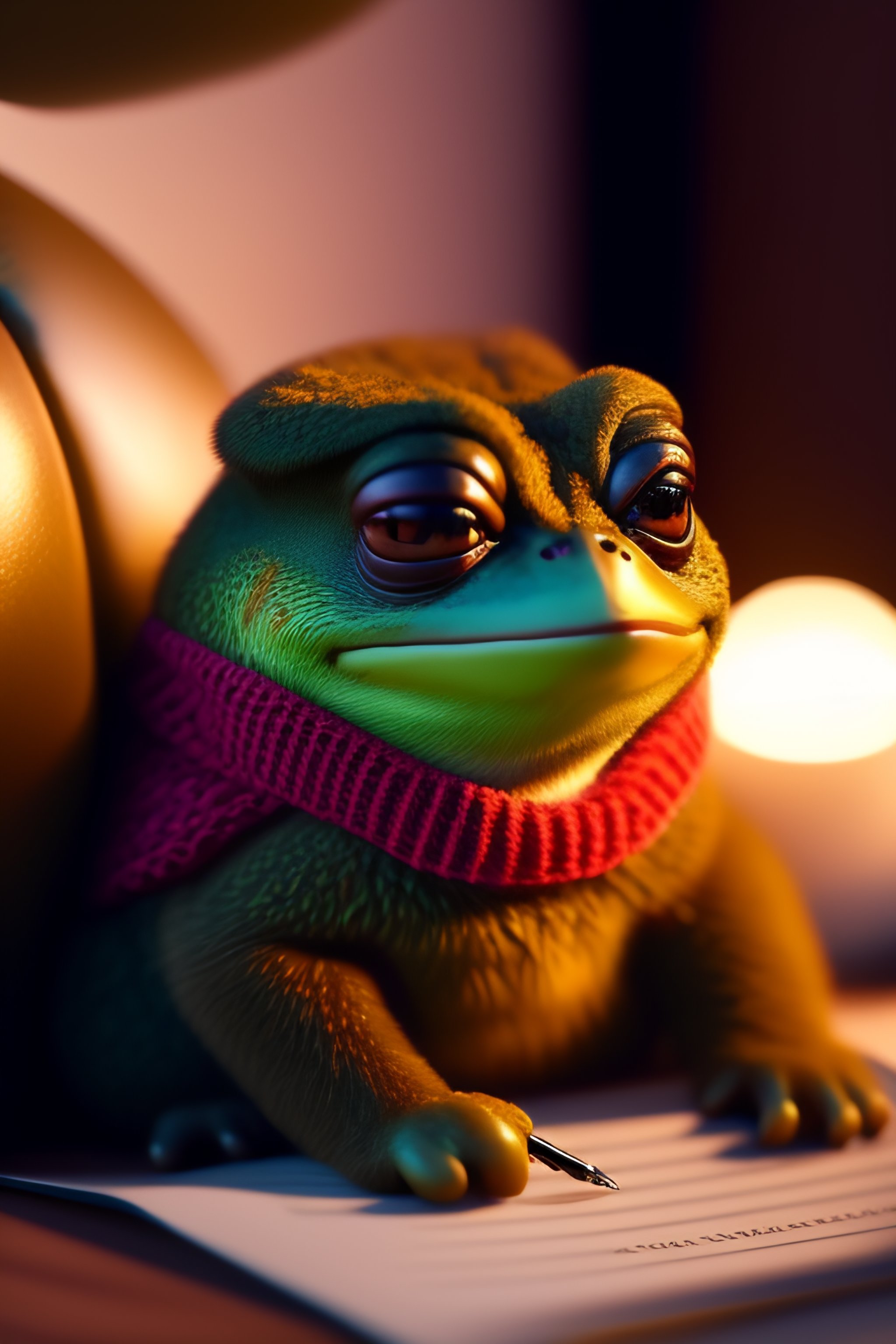 Lexica - An exhausted pepe the frog commiting tax fraud, paperwork ...