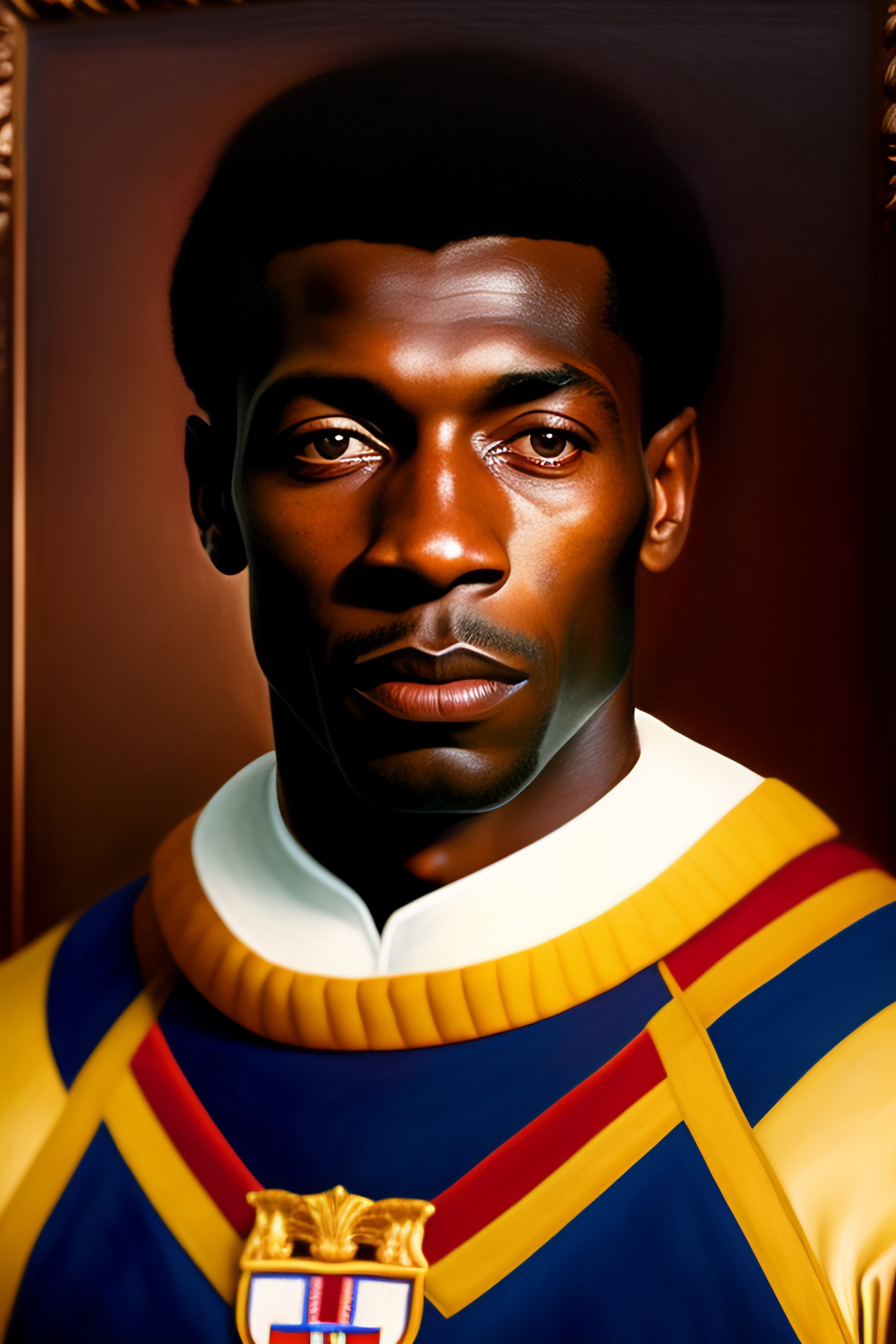 Lexica - Rough dull renaissance portrait painting of Pelé