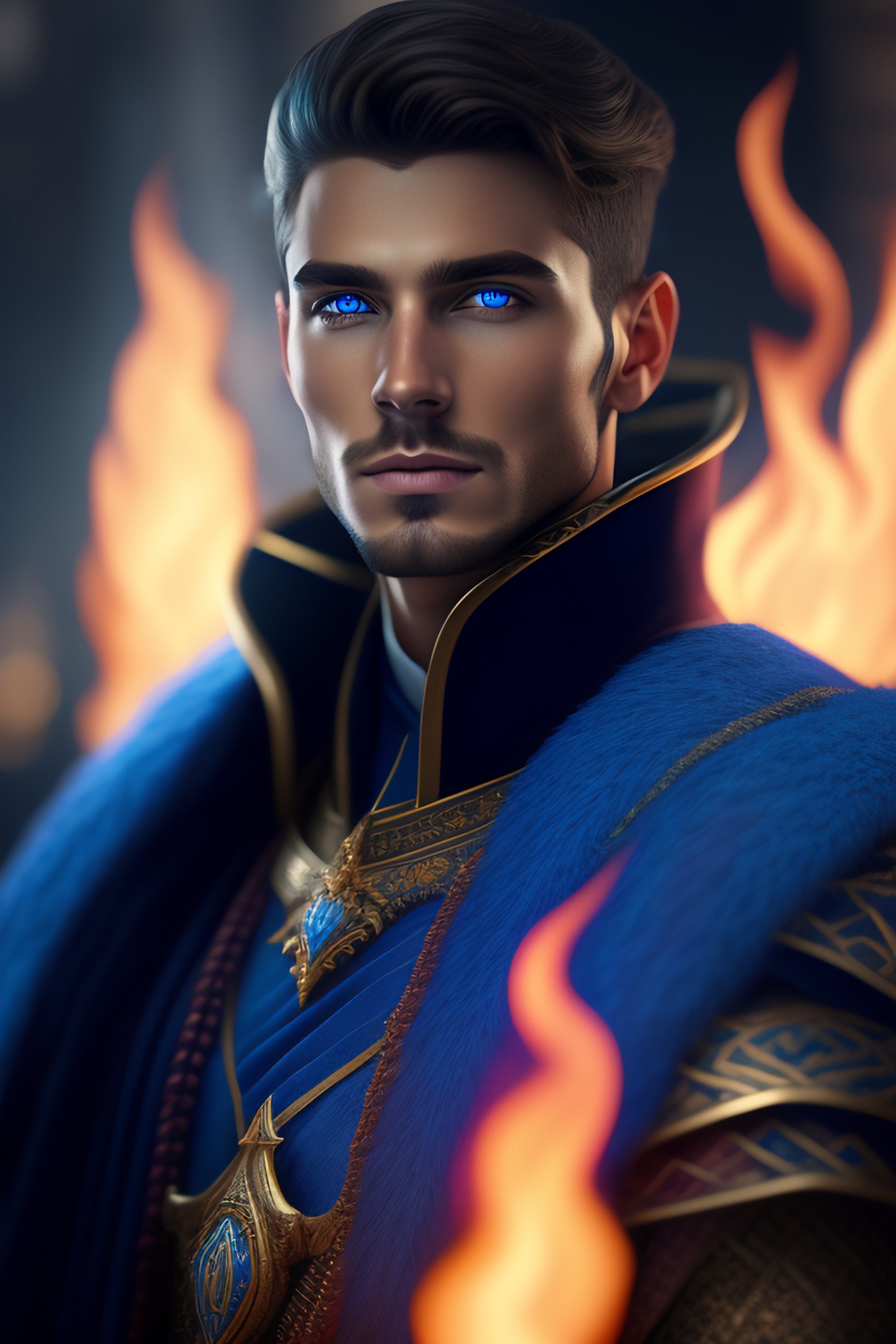 Lexica - Beautiful portrait of a young male wizard wearing a fancy blue ...