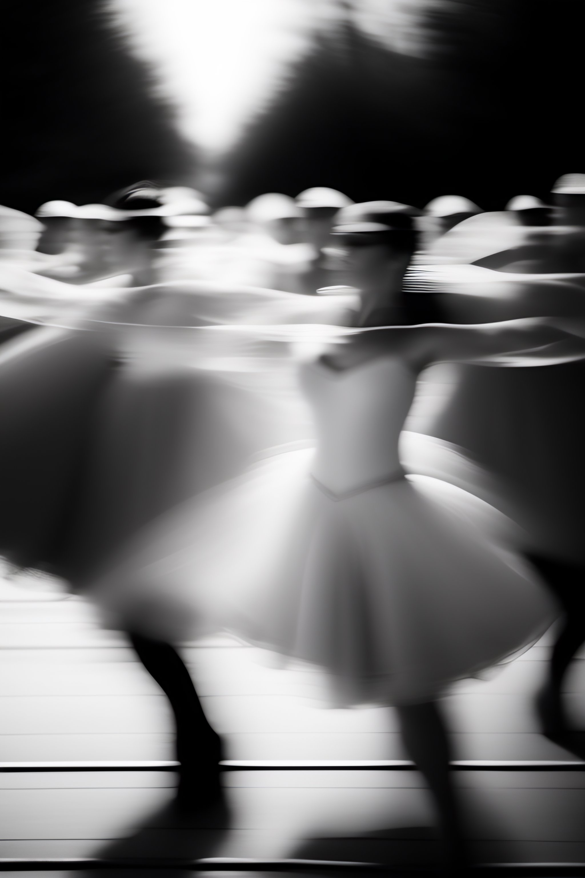 Lexica - GROUP OF BALLERINAS photography, motion blur, dreamy, black ...