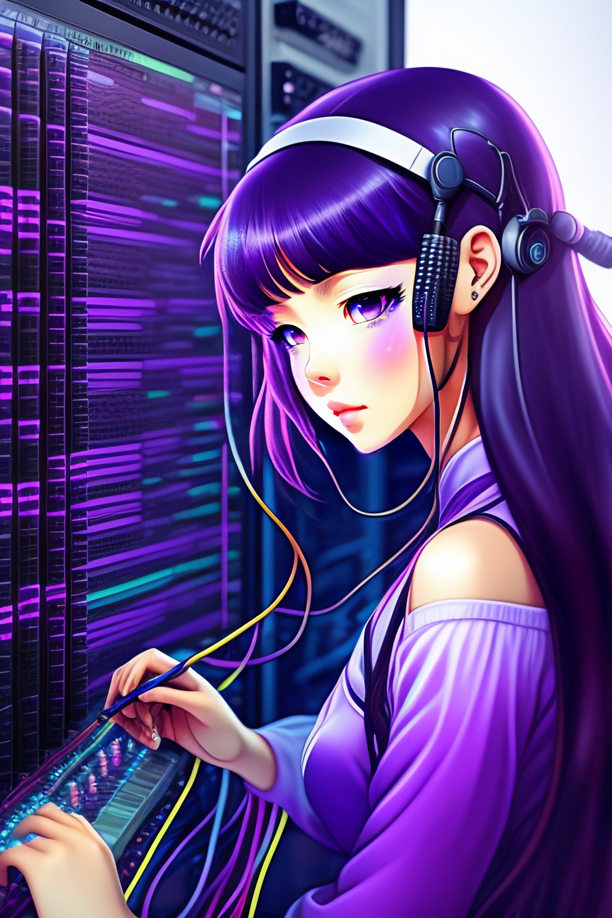 Lexica - Anime girl with purple dress, programming a modular ...