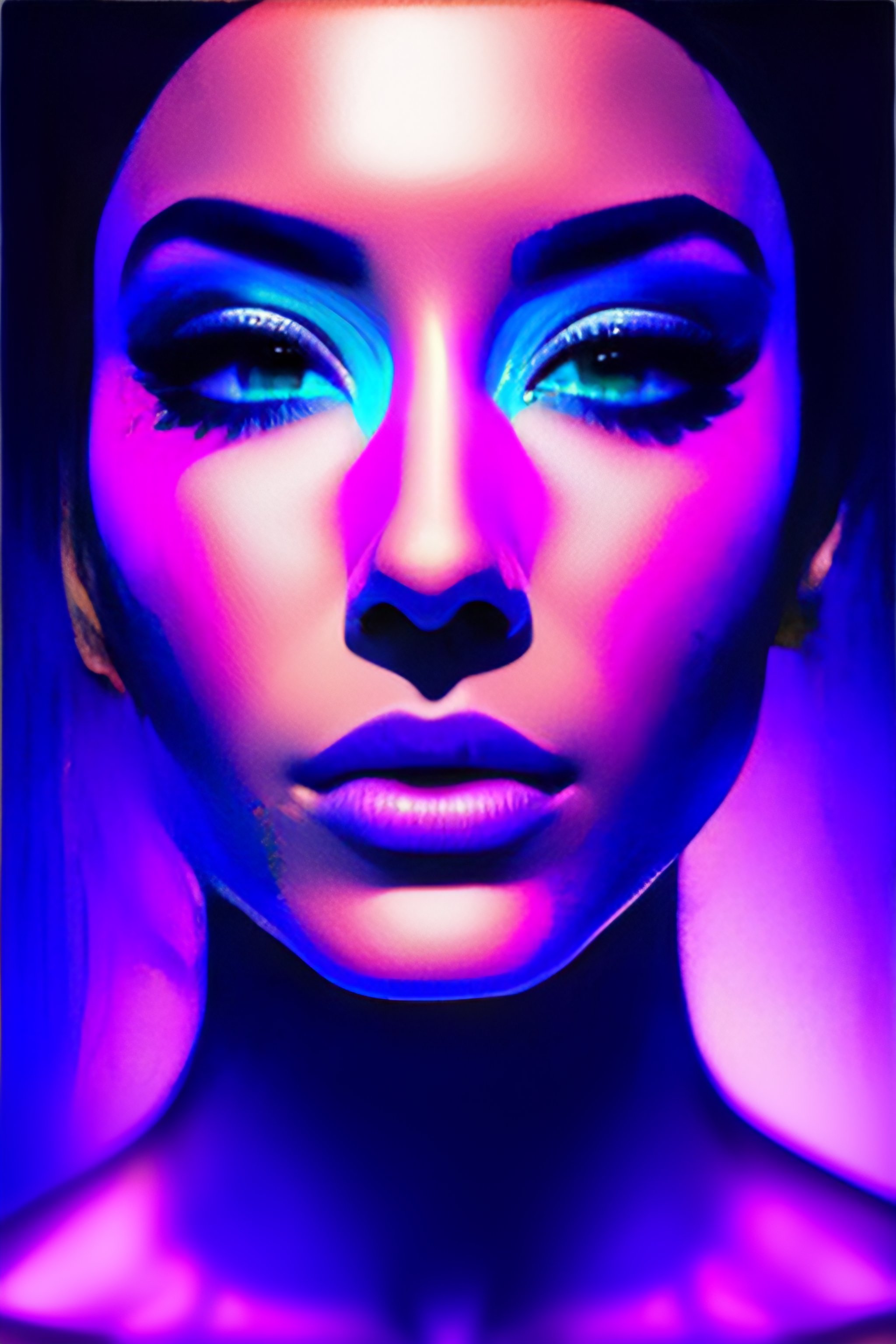 Lexica - Blacklight makeup on the face, exposure, mysterious, tape ...