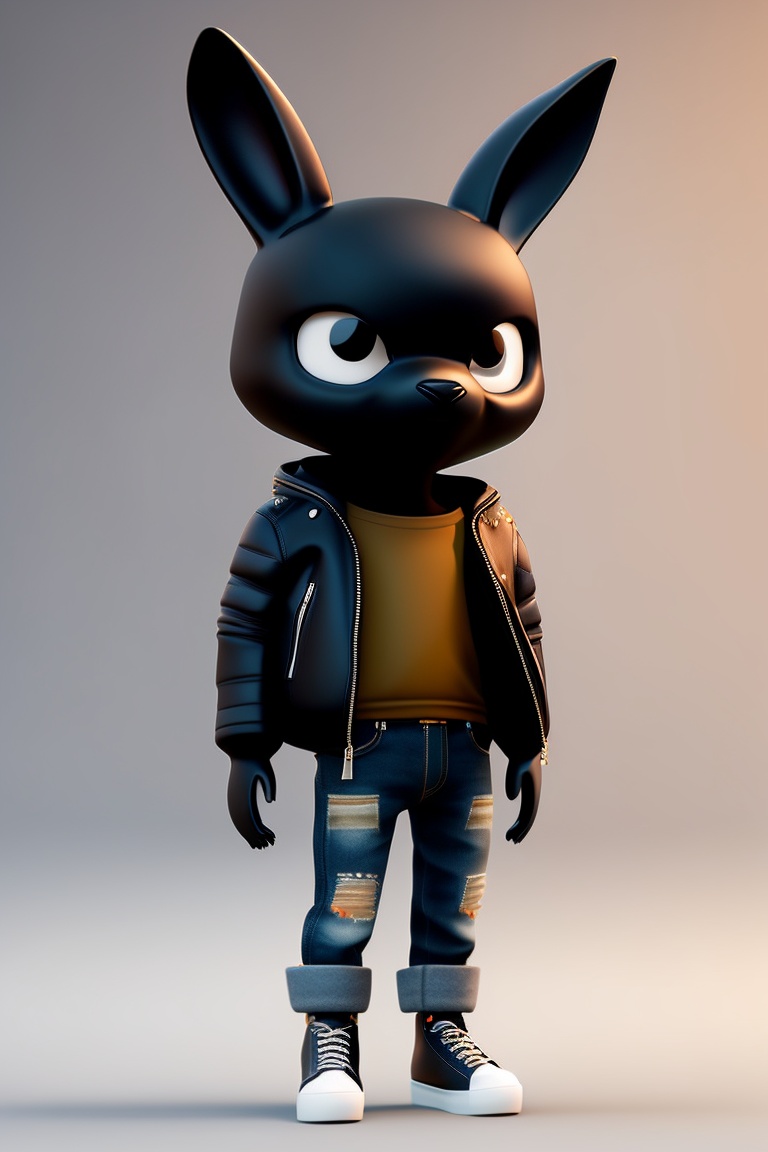 Lexica - Cartoon Black Humanoid Rabbit with large white eyes. He’s ...