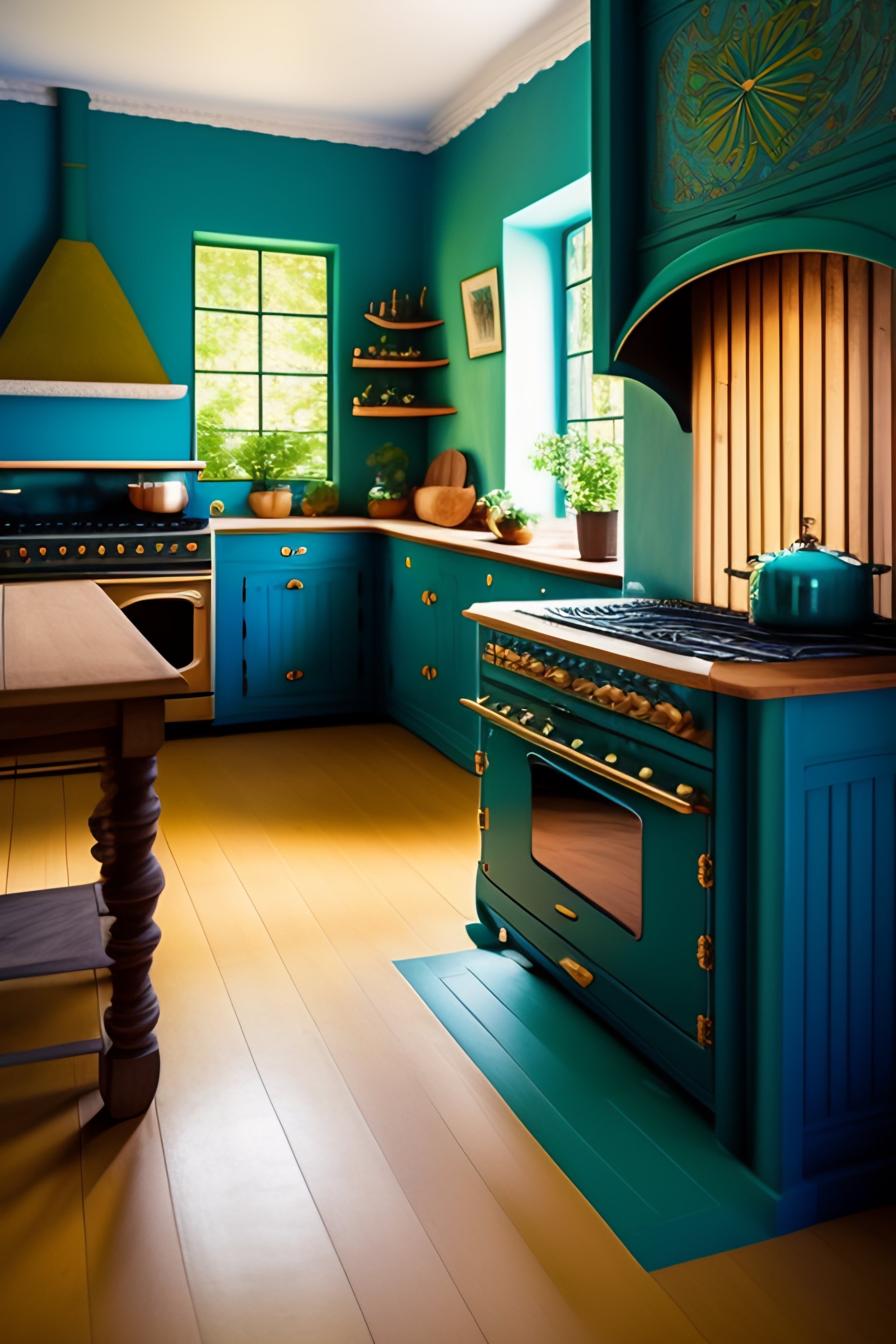 Lexica - A Kitchen in a summer home designed by Pablo Picasso