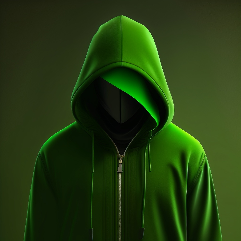 Lexica - Hooded green, faceless, dark man