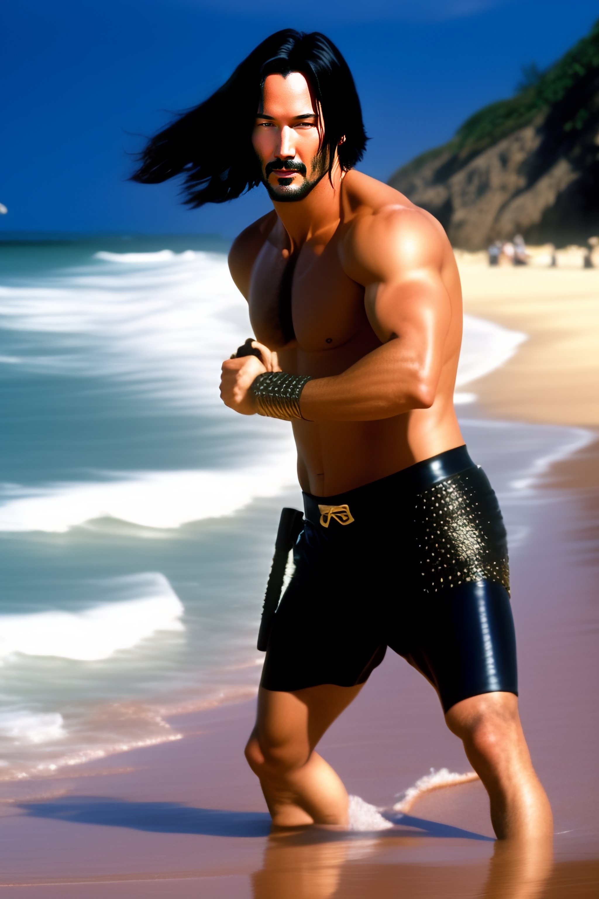 Lexica - Keanu Reeves (fighting against) ((Naruto)), holding an AK-47 ...