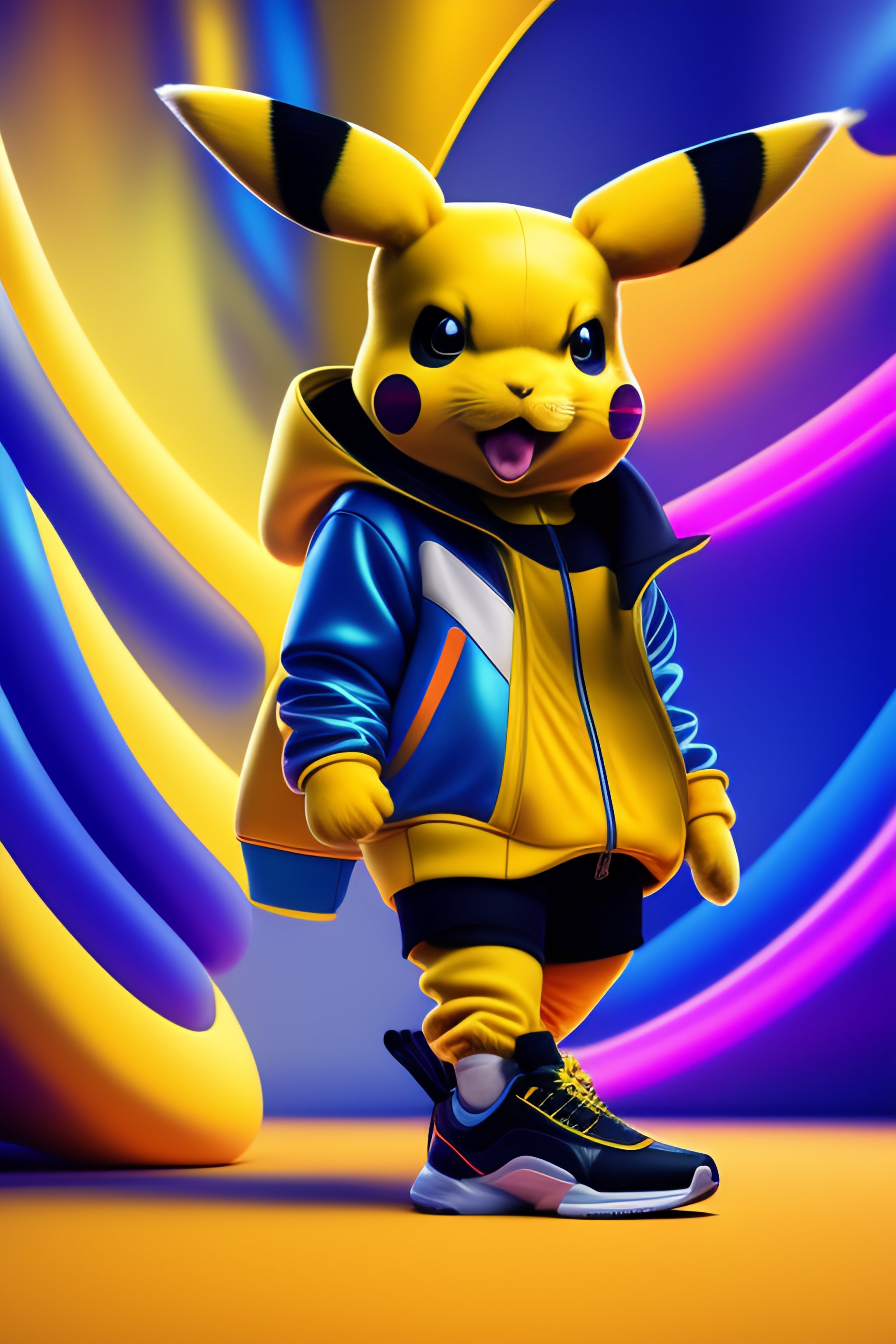 Lexica - Pikachu dressed in futuristic sportswear clothes , big ...