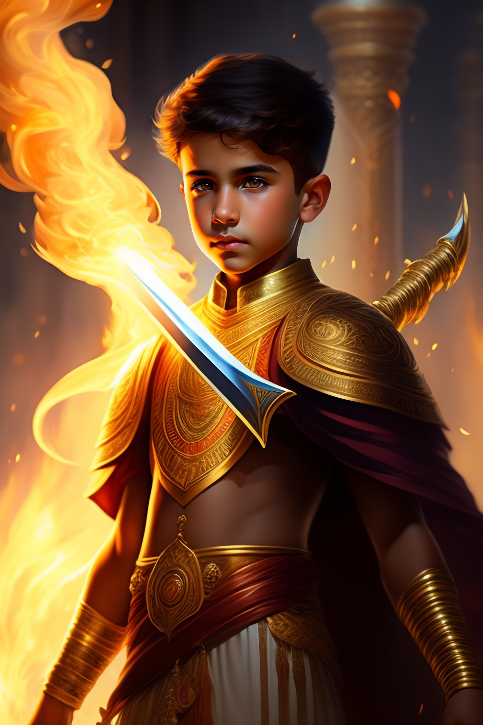 Lexica - Young boy with brown hair Egyptian clothing style, wielding ...