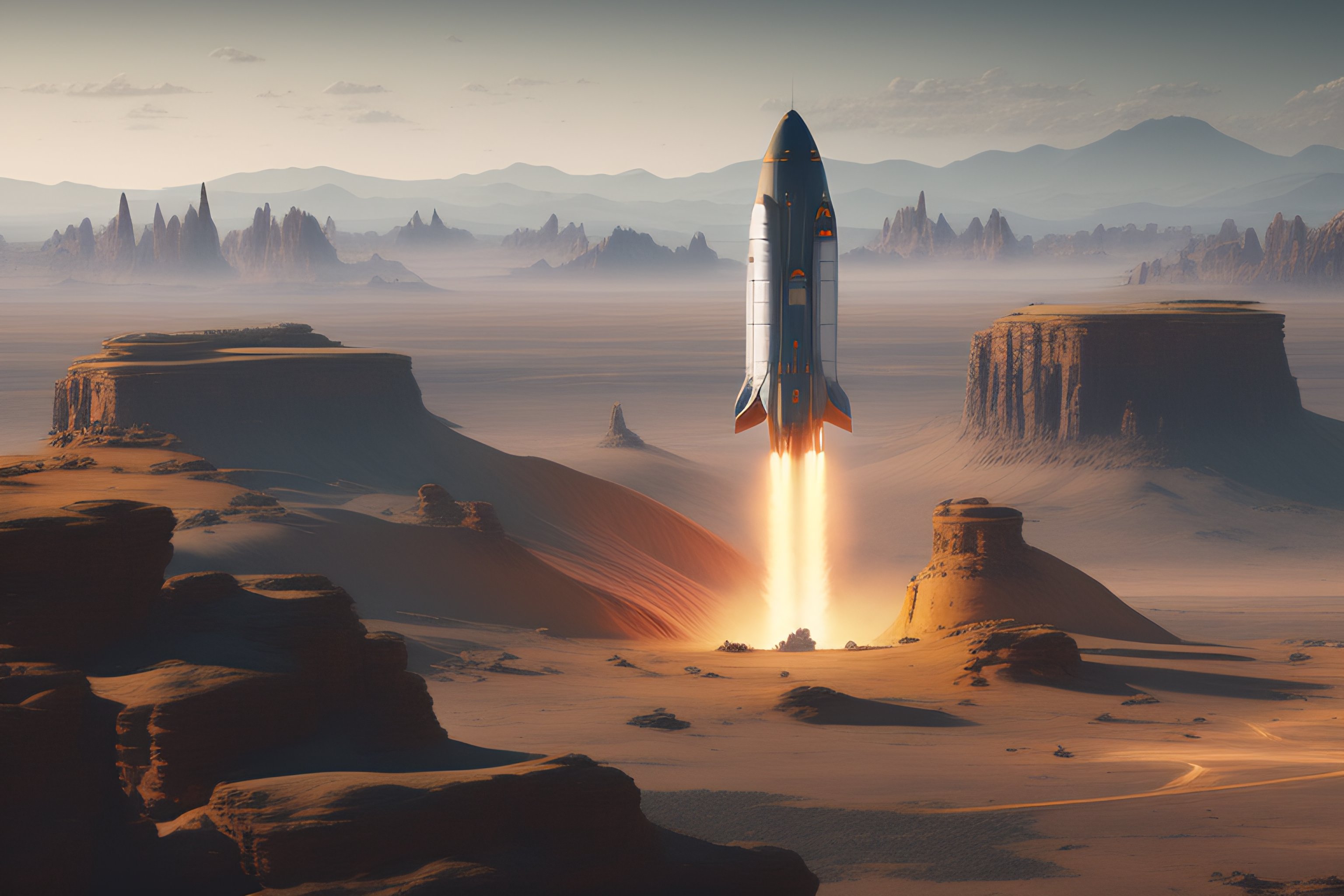 Lexica - Grey scifi space rocket, fired from earth launch platform ...