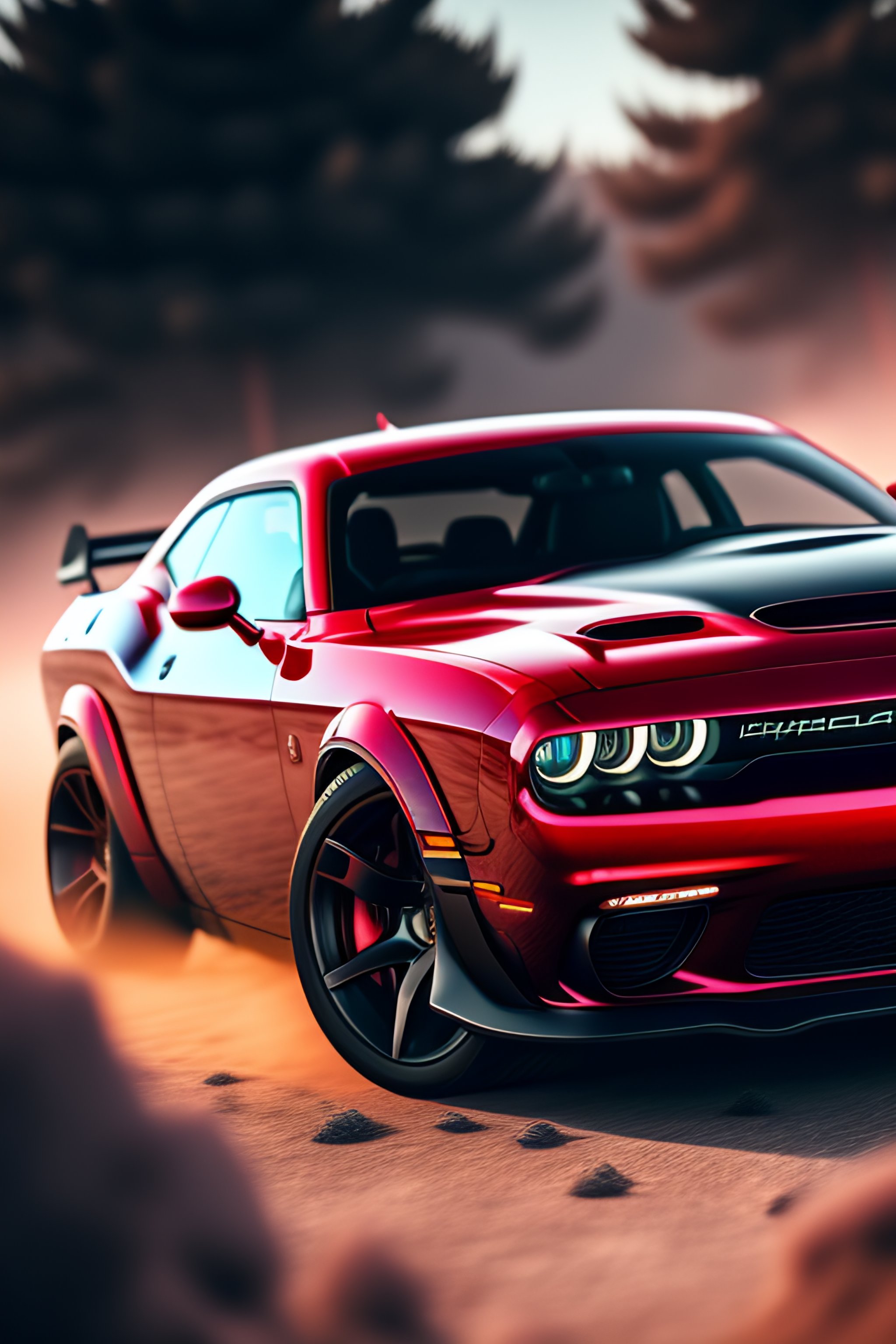 Lexica - Highly detailed 2022 Dodge Challenger Hellcat Redeye racing in ...