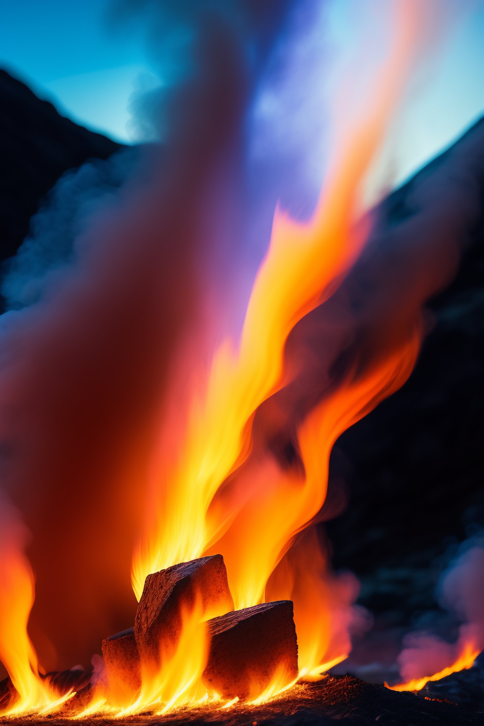 Lexica - Risen from fire text in fire and blue fire style