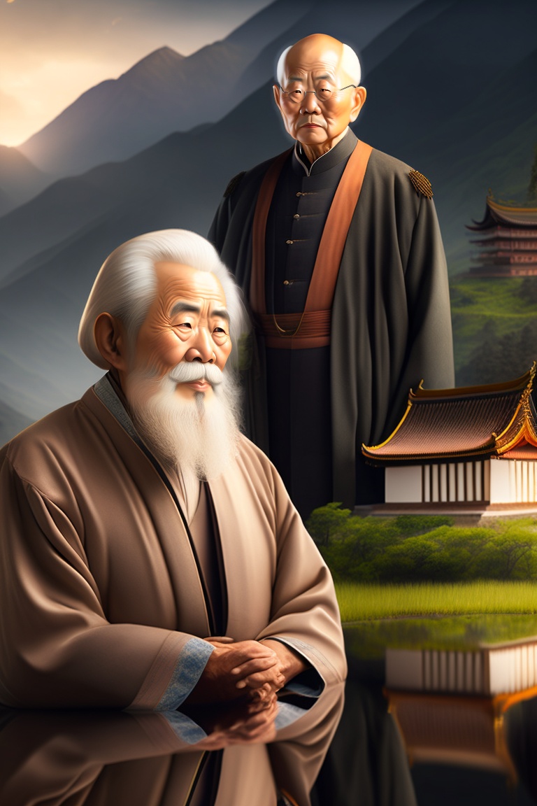 Lexica - Portrait of an old zen master and farmer man in a Chinese ...