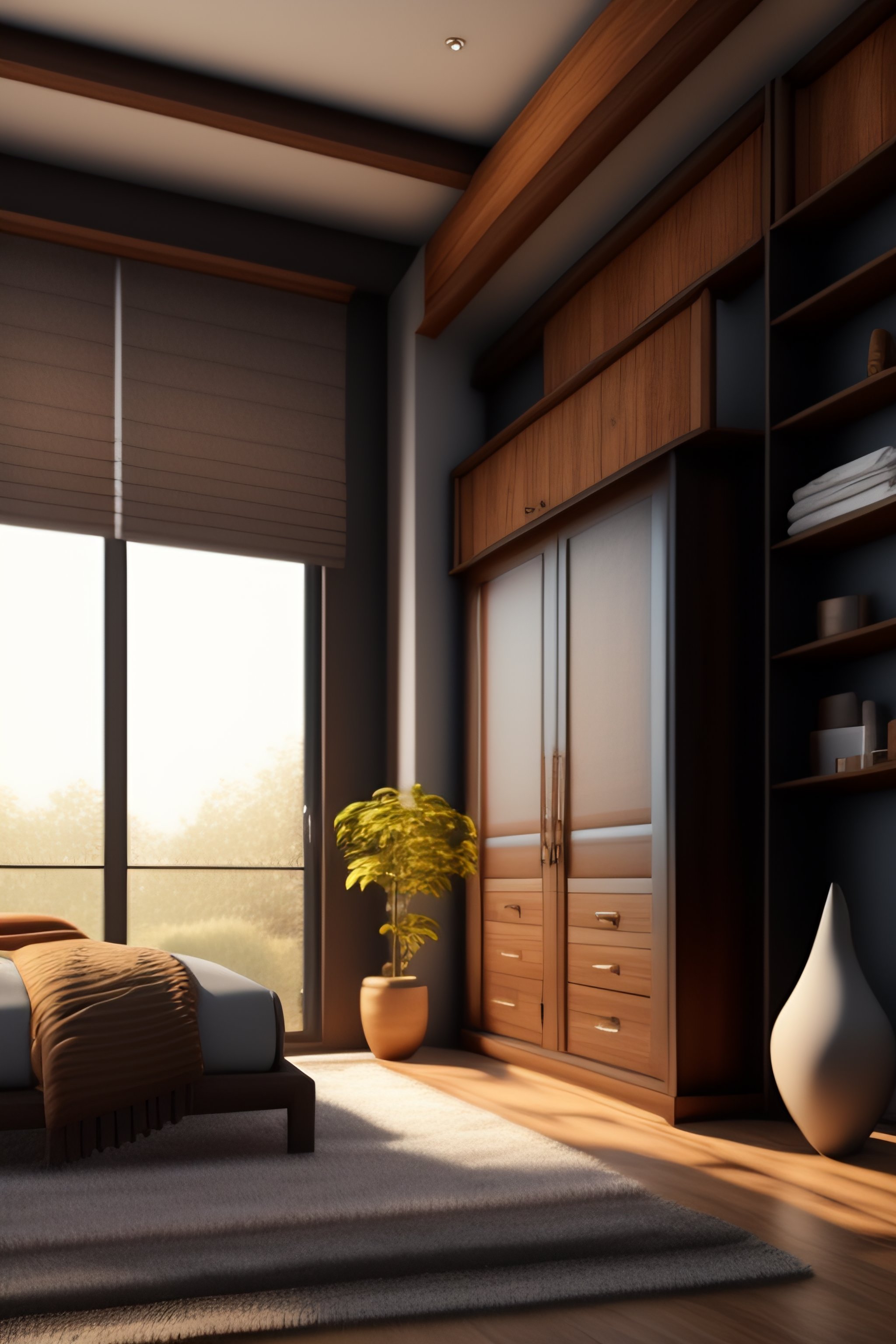 Lexica - Brown modern, primitive decoration of a bedroom, 4k, unreal ...