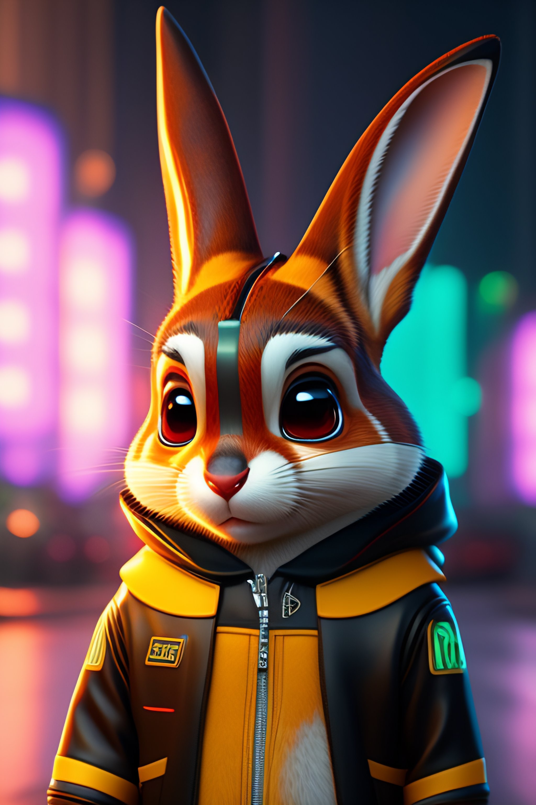 Lexica - Super cute cyberpunk bunny, pixar, zootopia, cgi