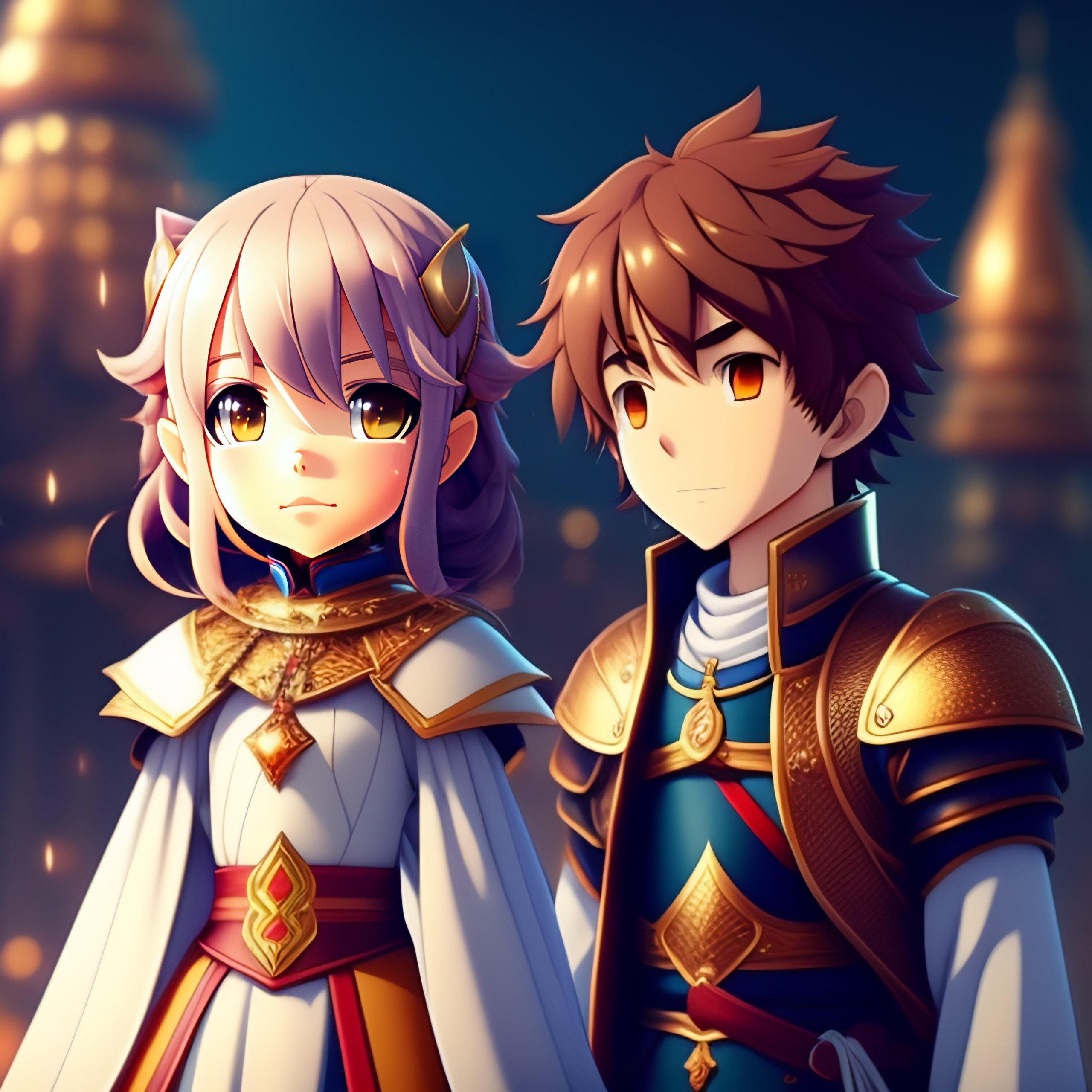 Lexica - Very little knight and giant princess, 2d anime style