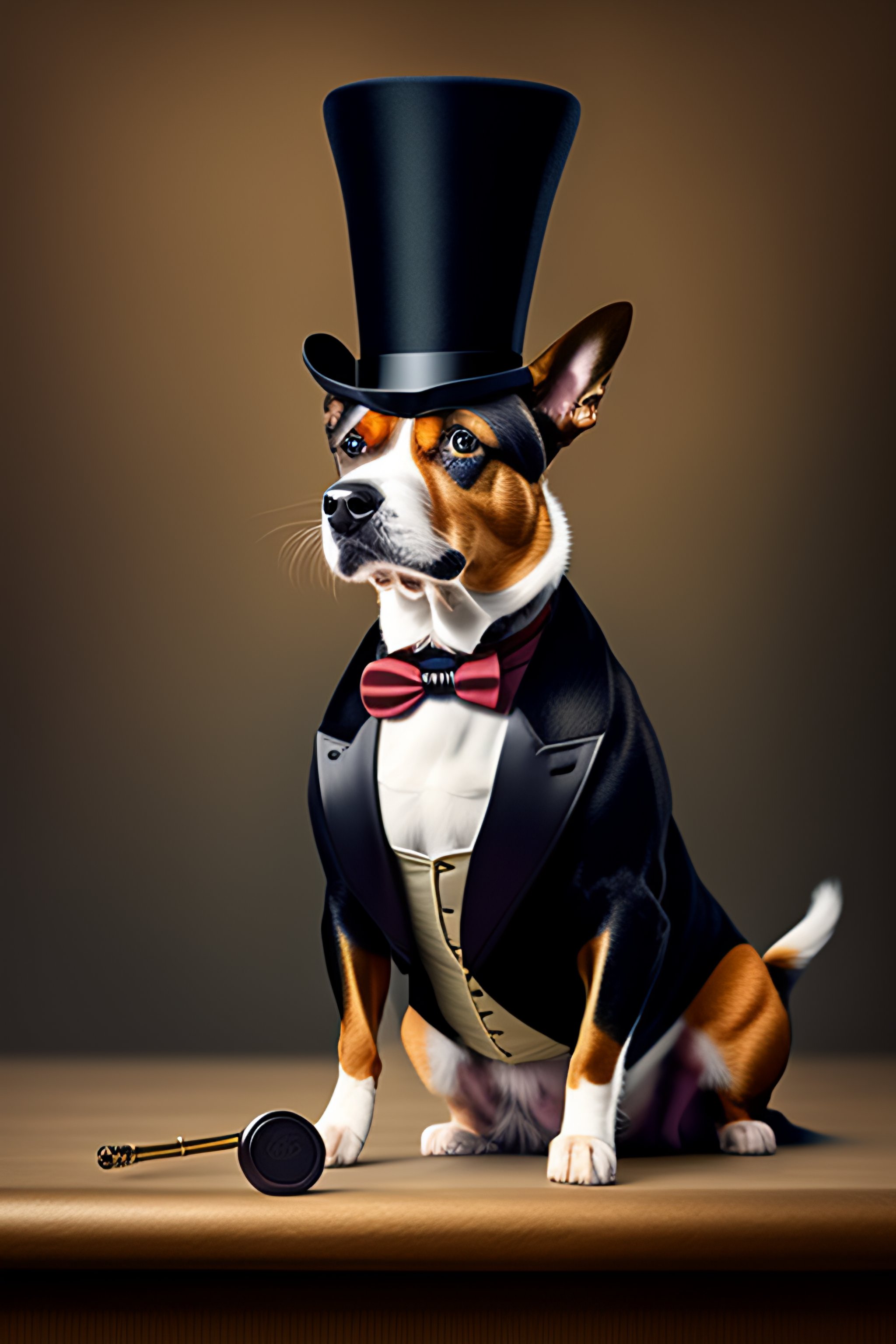 Lexica - A pipe-smoking dog wearing a top hat
