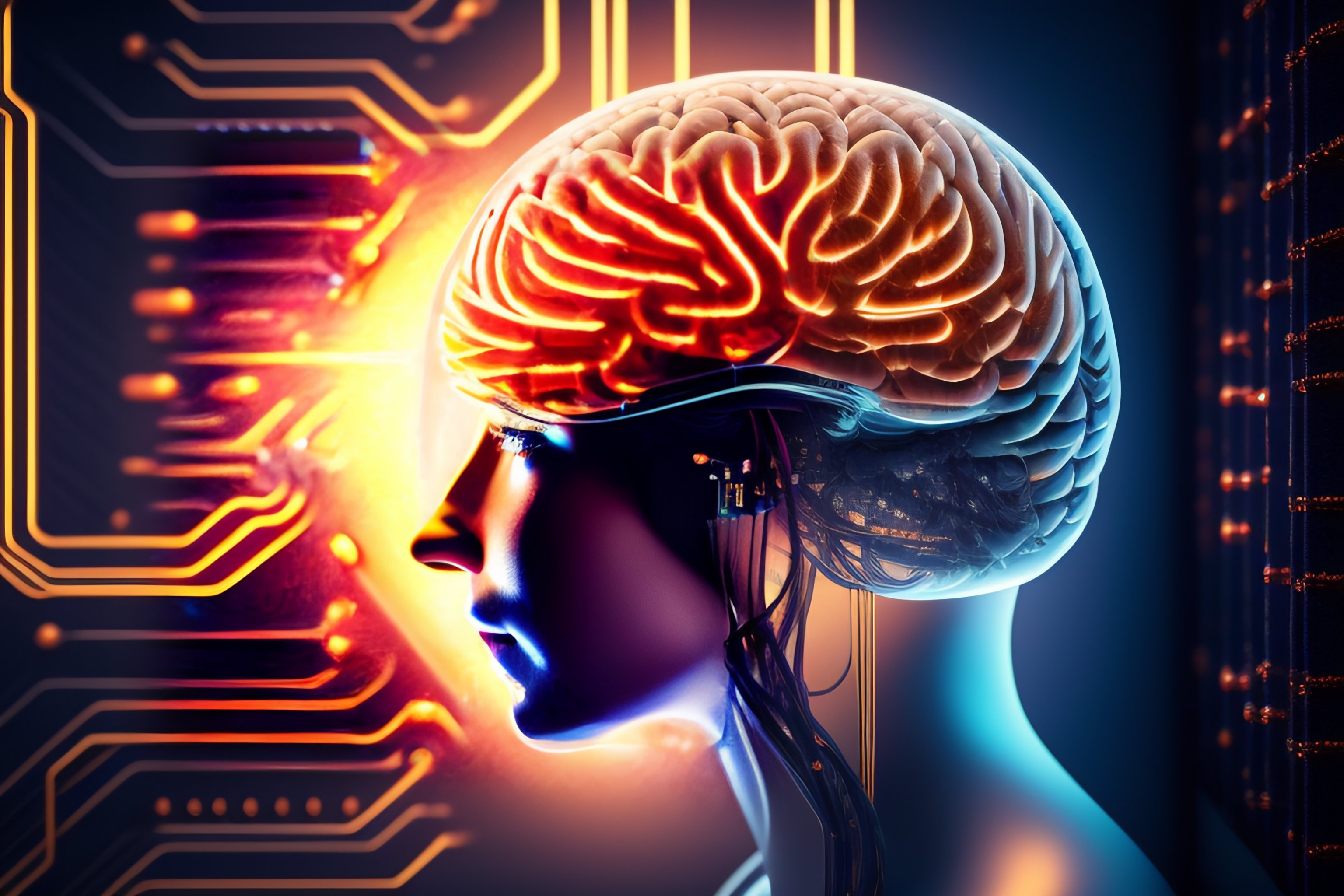 Lexica - Human brain merging with ai machine parts, Knolling, Knolling ...