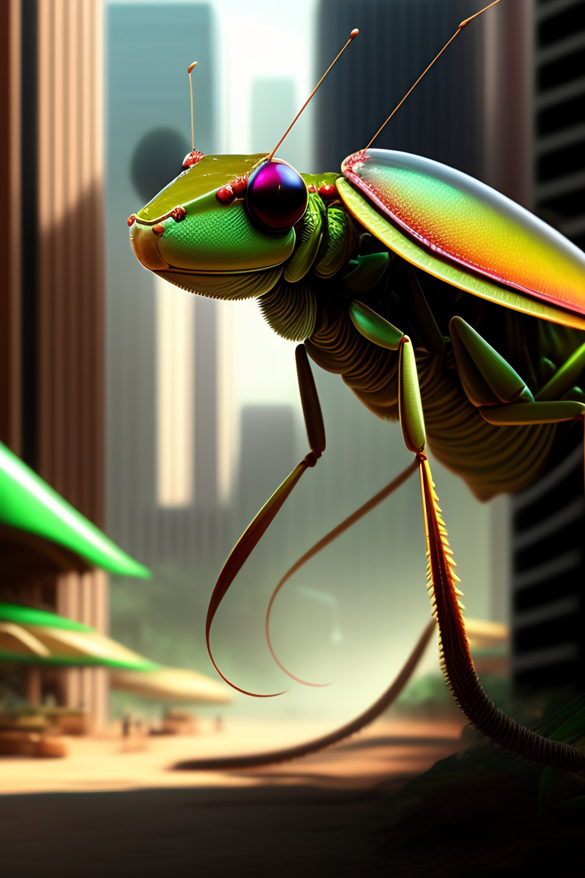 Lexica - Gigant killer mantis attack city