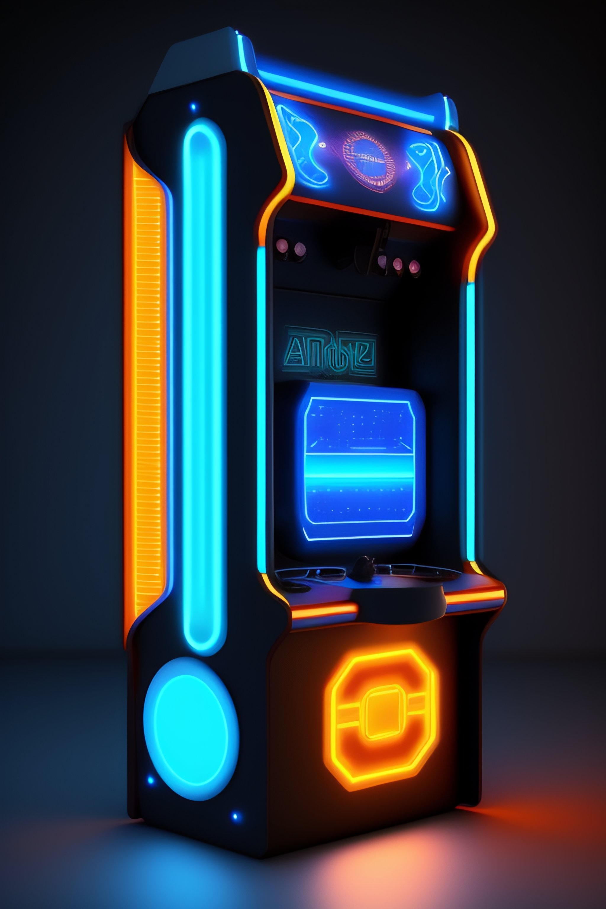 Lexica - Black Futuristic arcade cabinet, with blue electricity in a ...