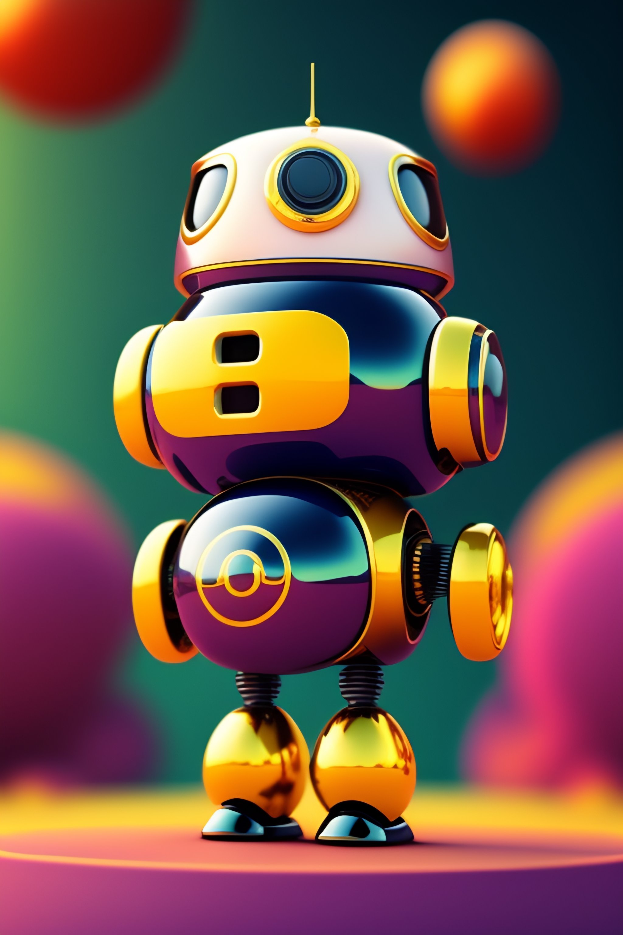 Lexica - An mascot robot, smiling, modern robot, round robot, cartoon ...