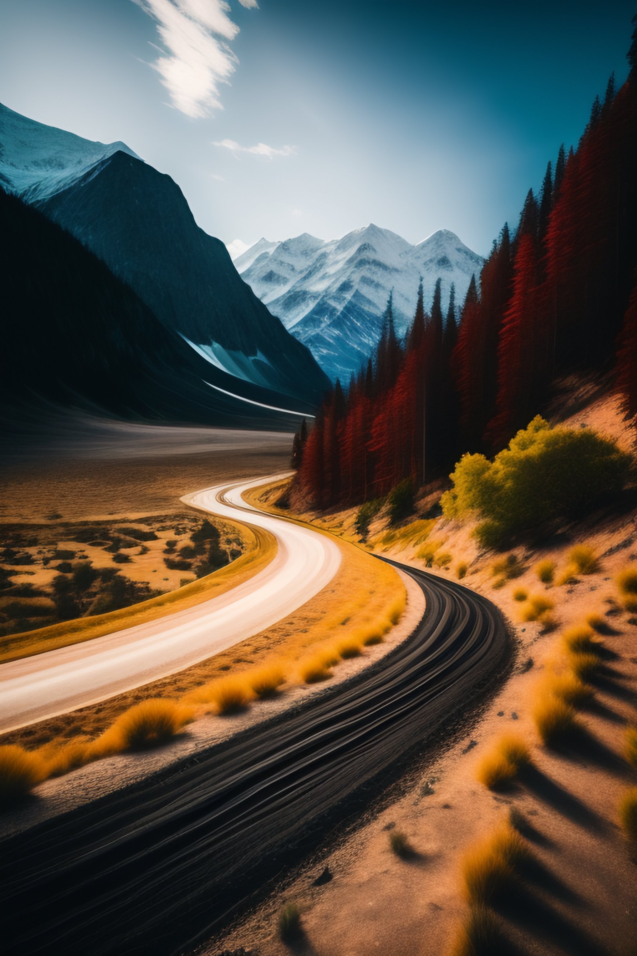 Lexica - Jeep running a road of ink