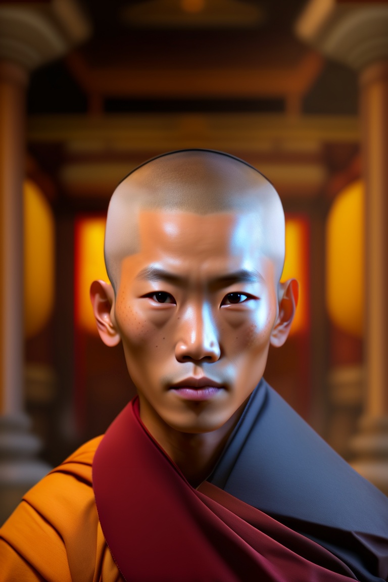 Lexica - 30 year Buddhist monk, clear face visual
