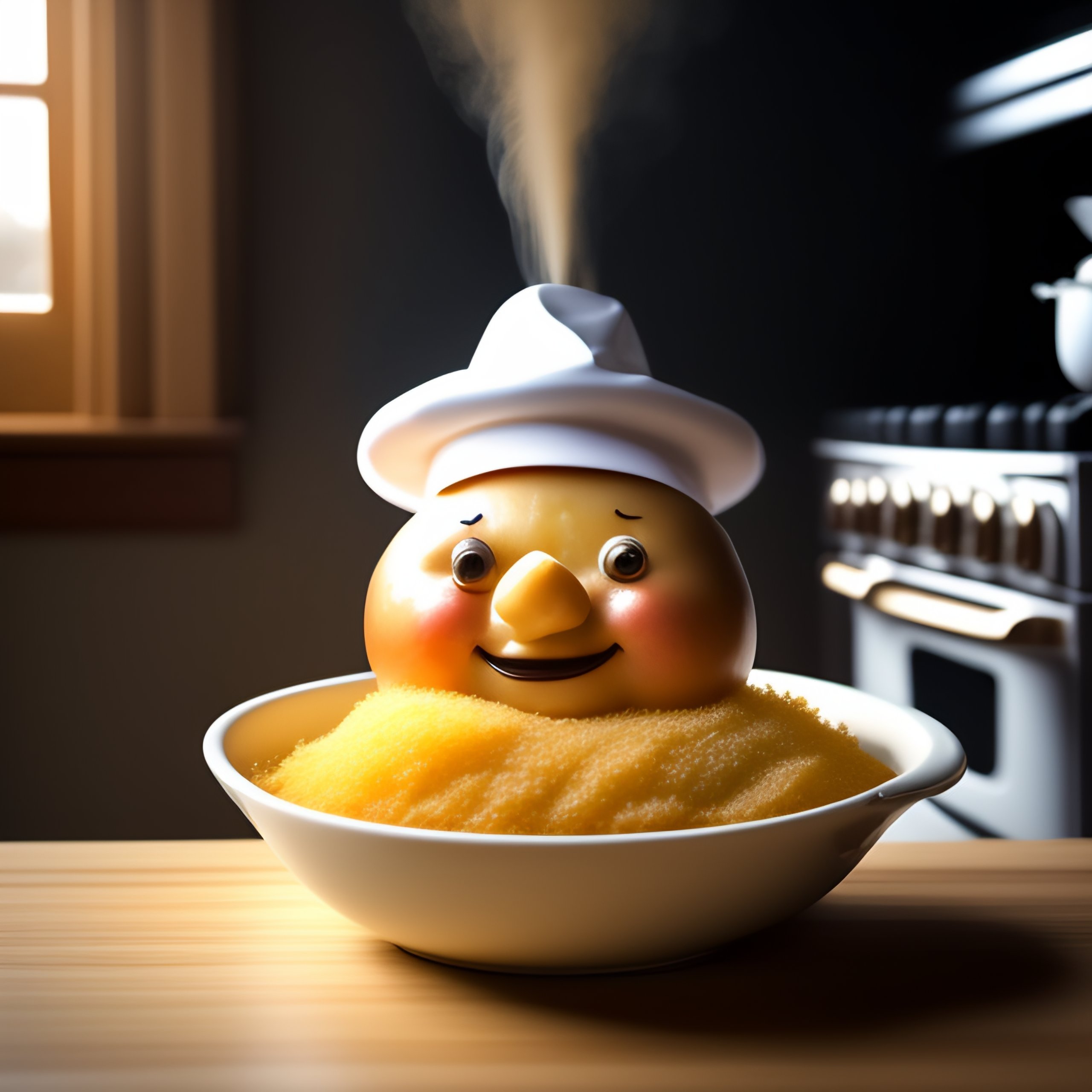 Lexica - Imagine a bustling kitchen with a small, round potato busily ...