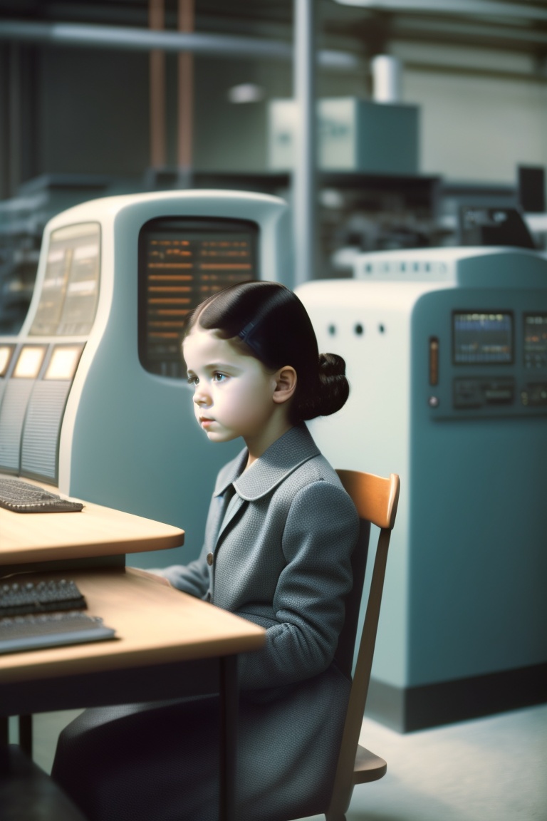 Lexica - A Soviet girl sitting in a chair in front of a soviet computer ...