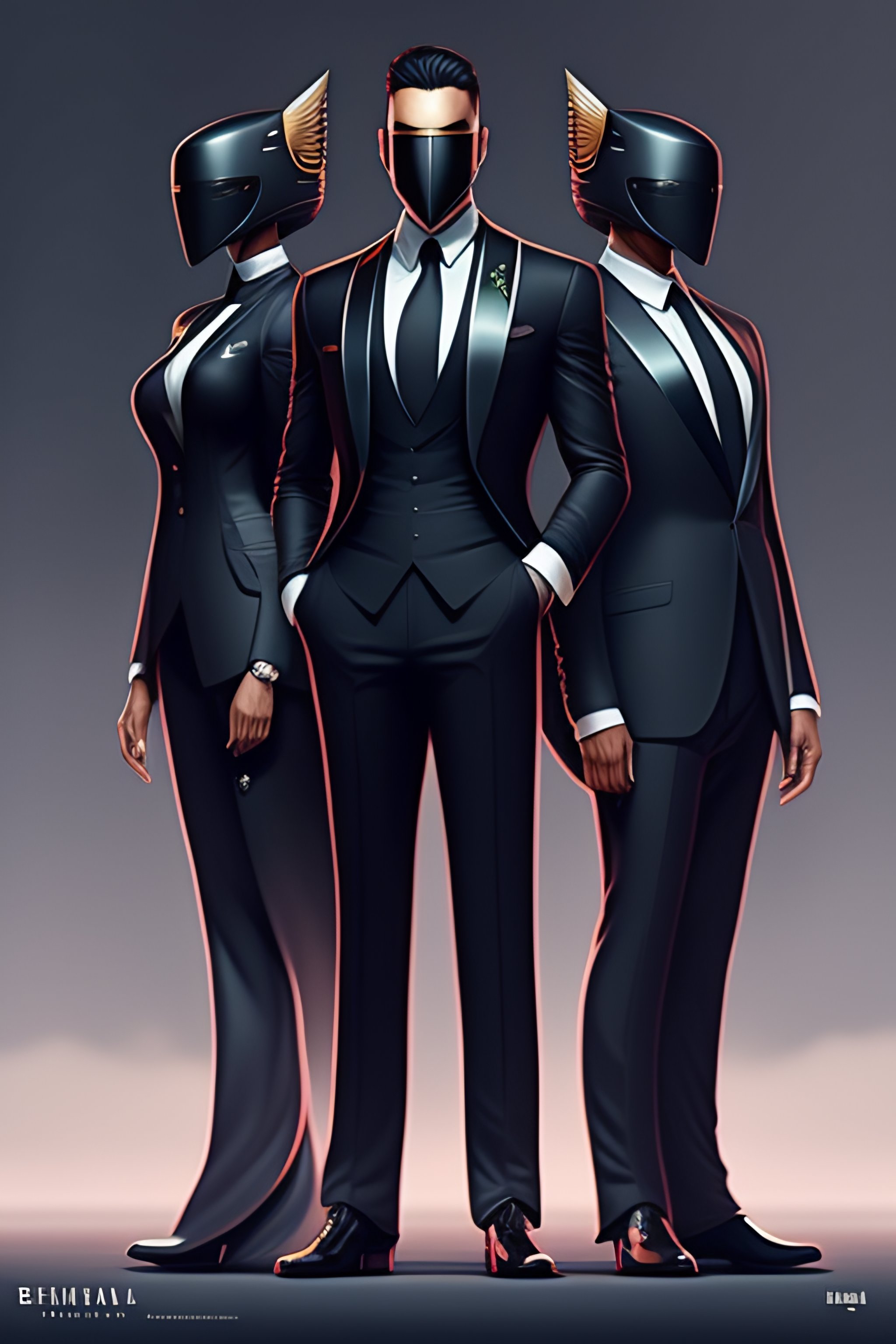 Lexica - A group of benevolent creatures with no face wearing black ...