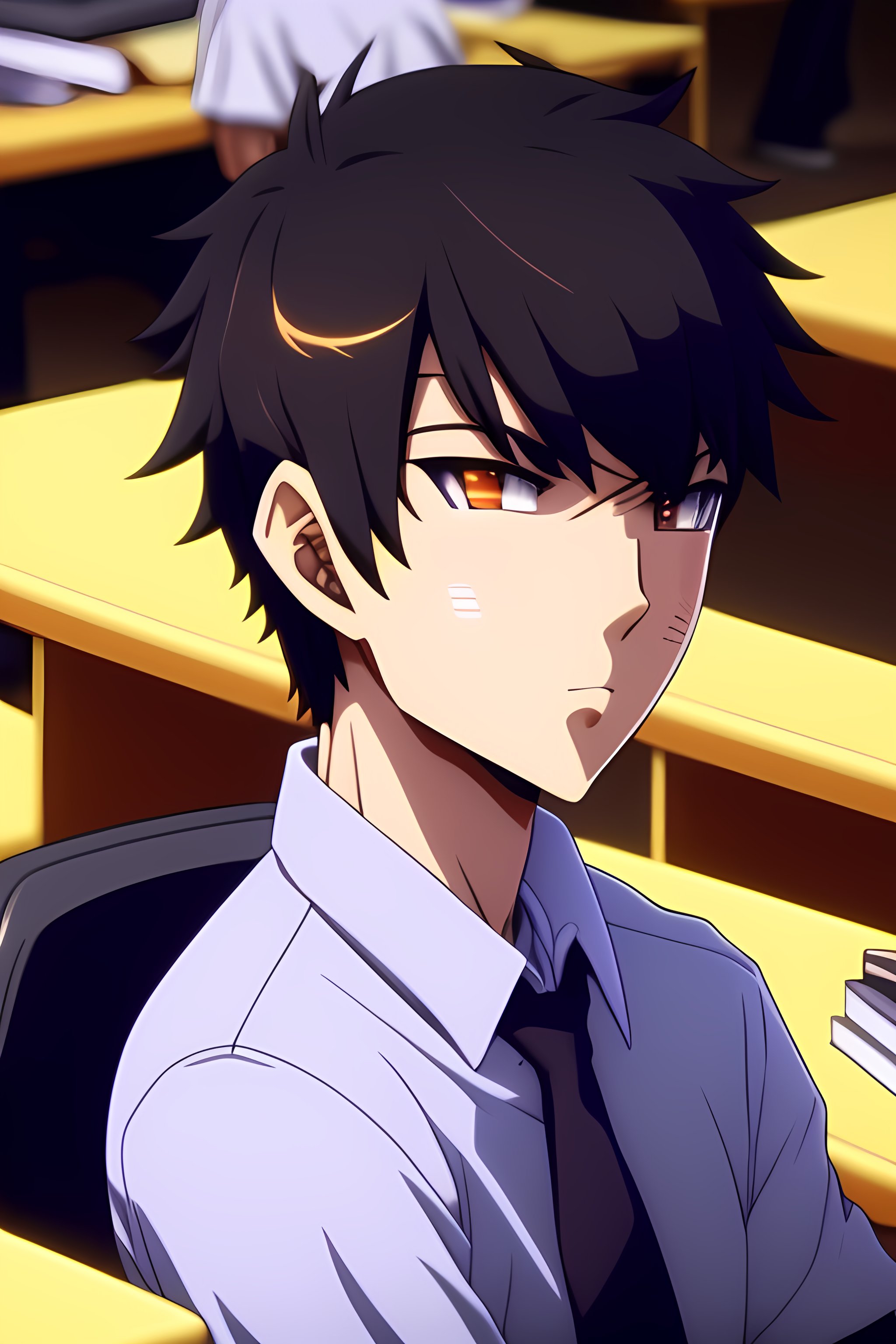 Lexica - Handsome guy, classroom, anime style, sleeping in class