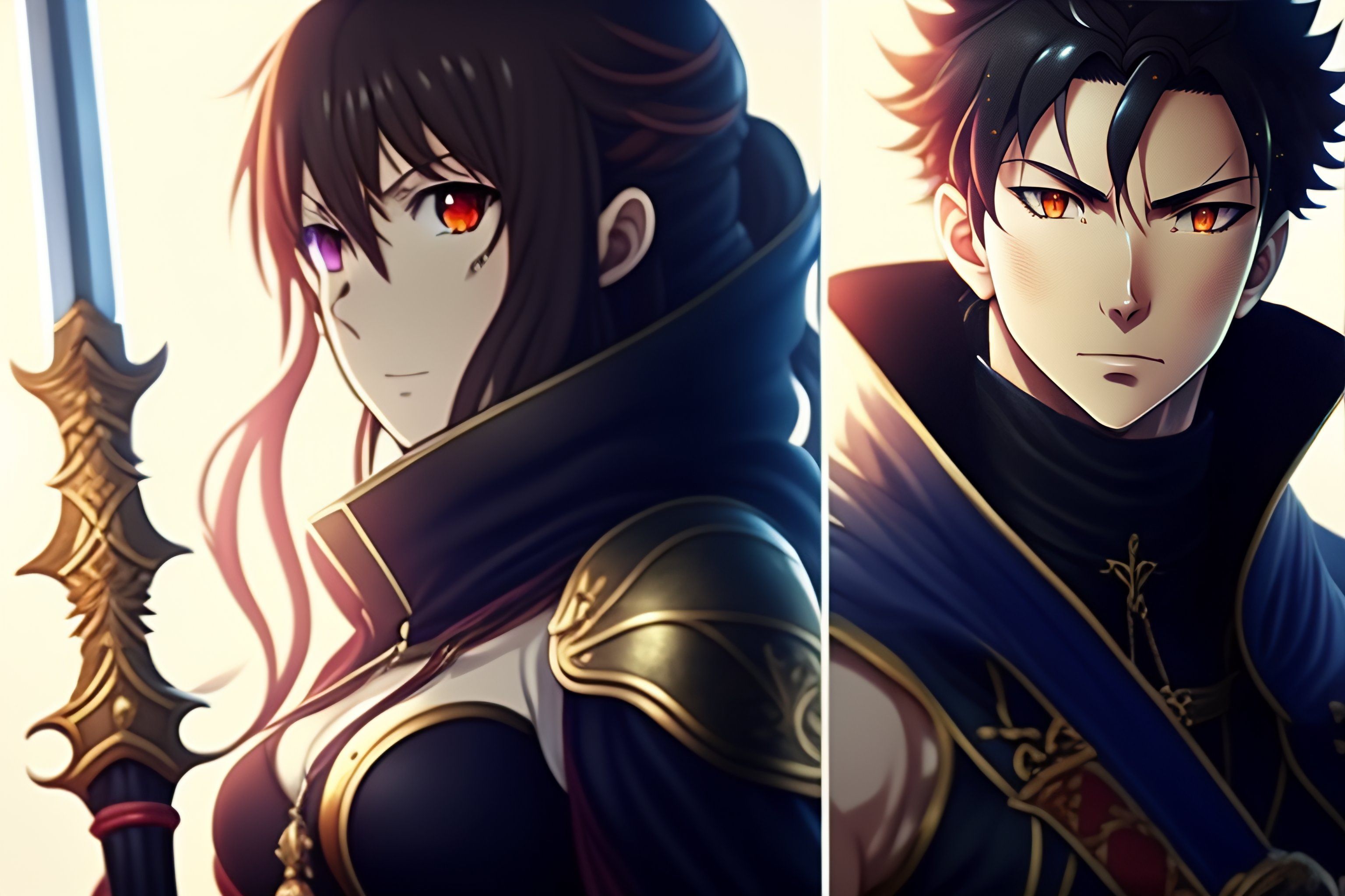 Lexica - Anime background, realistic, 1 male and 1 female demonic ...