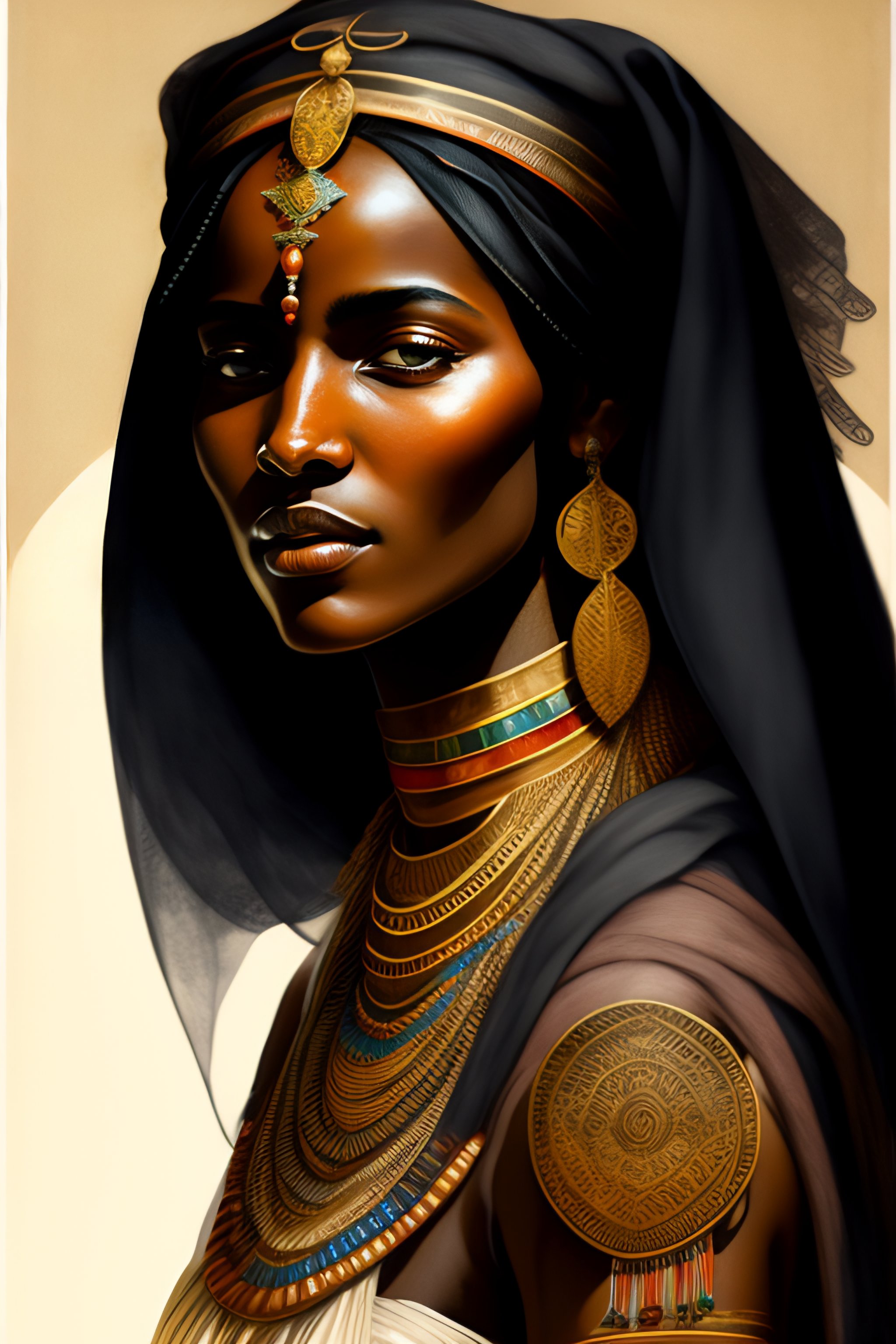 Lexica - Afar woman, wearing ancient egyptian jewelry, ancient egyptian ...