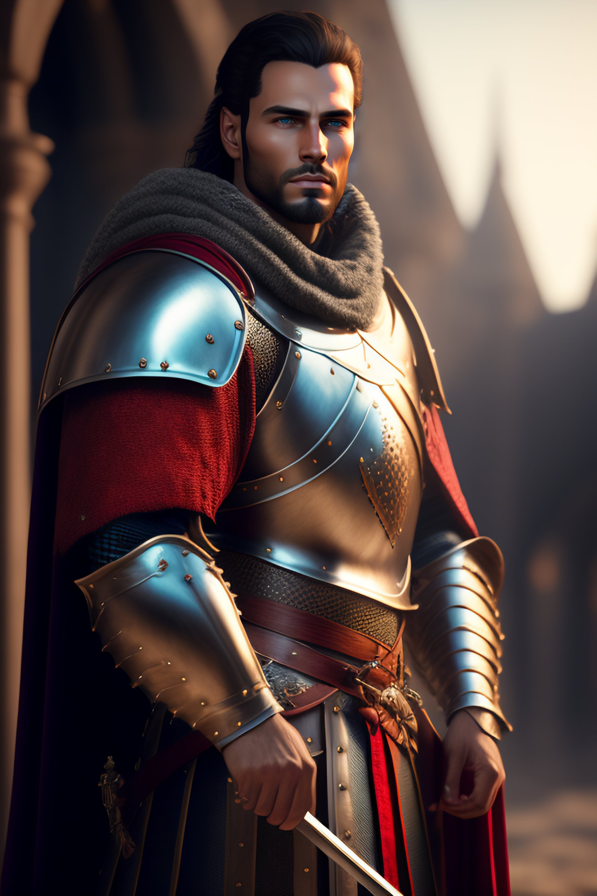Lexica - A realistic fullbody portrait of a medieval Knight, neutral ...