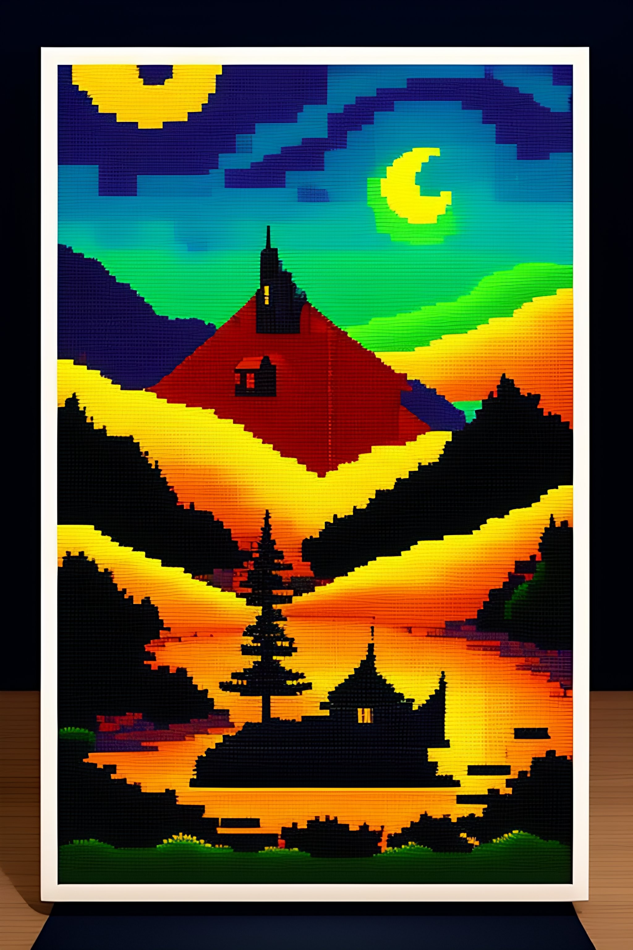 Lexica - Noche estrellada de van Gogh pixel art