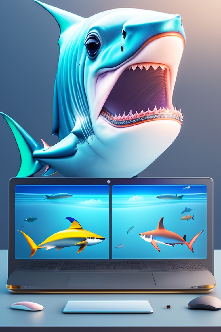 Lexica - SHARKS IN FRONT OF A COMPUTER HANDLING IT, LIVELY, CUTE ...