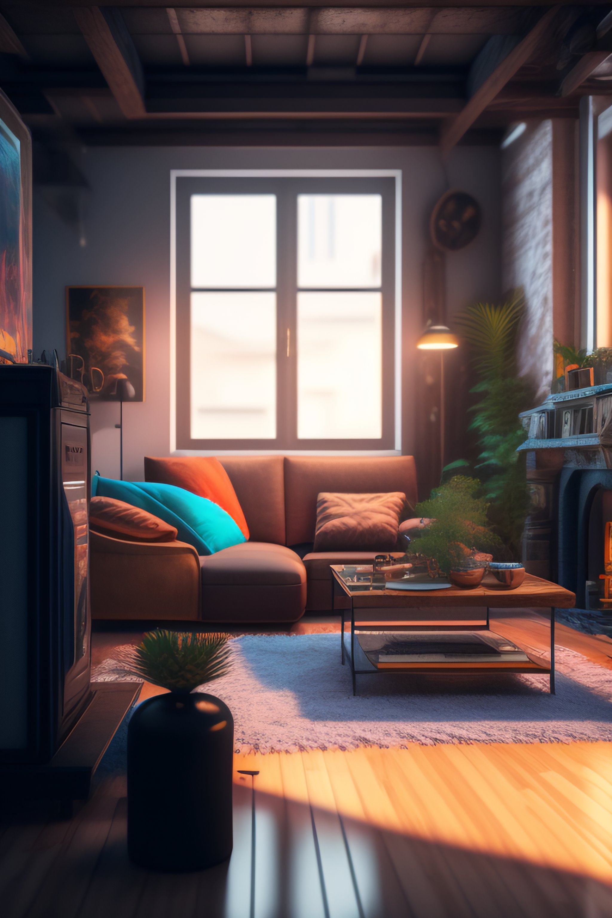 Lexica - Highly detailed interior shot of a messy living room with ...