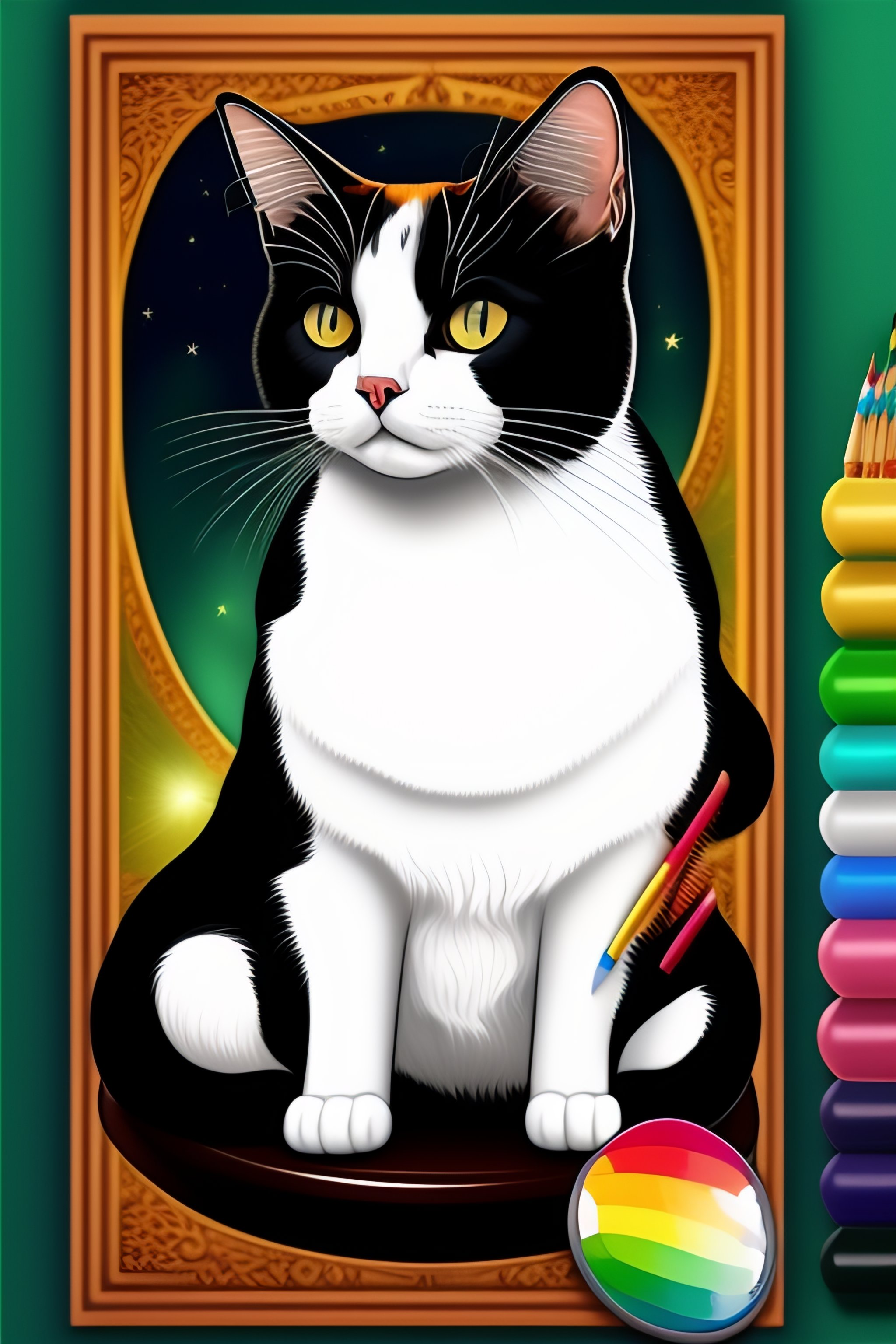 Lexica - A tuxedo cat for a kids coloring book page