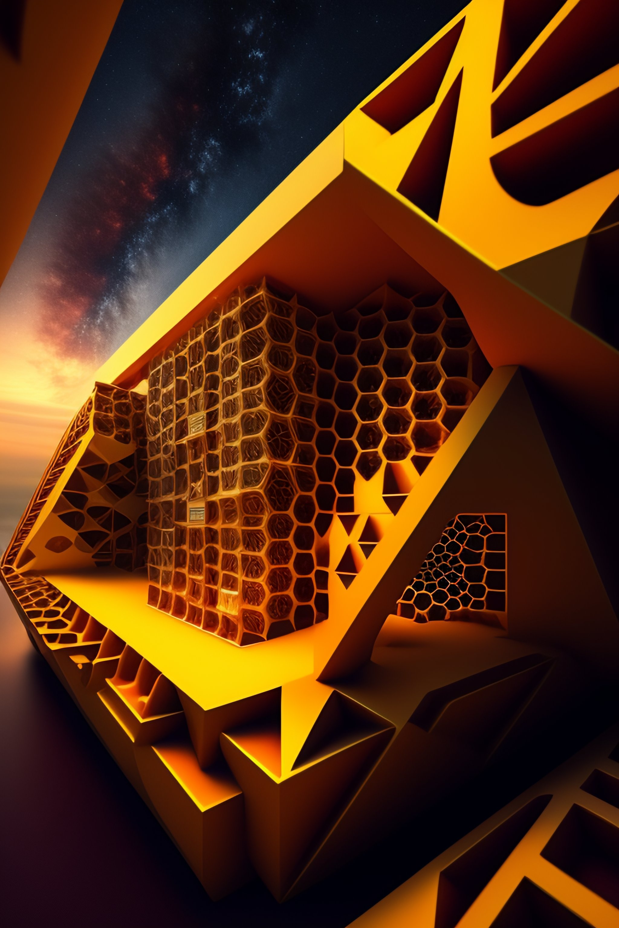 Lexica - A hexagonal fractal library, like a 3d render in each locker ...