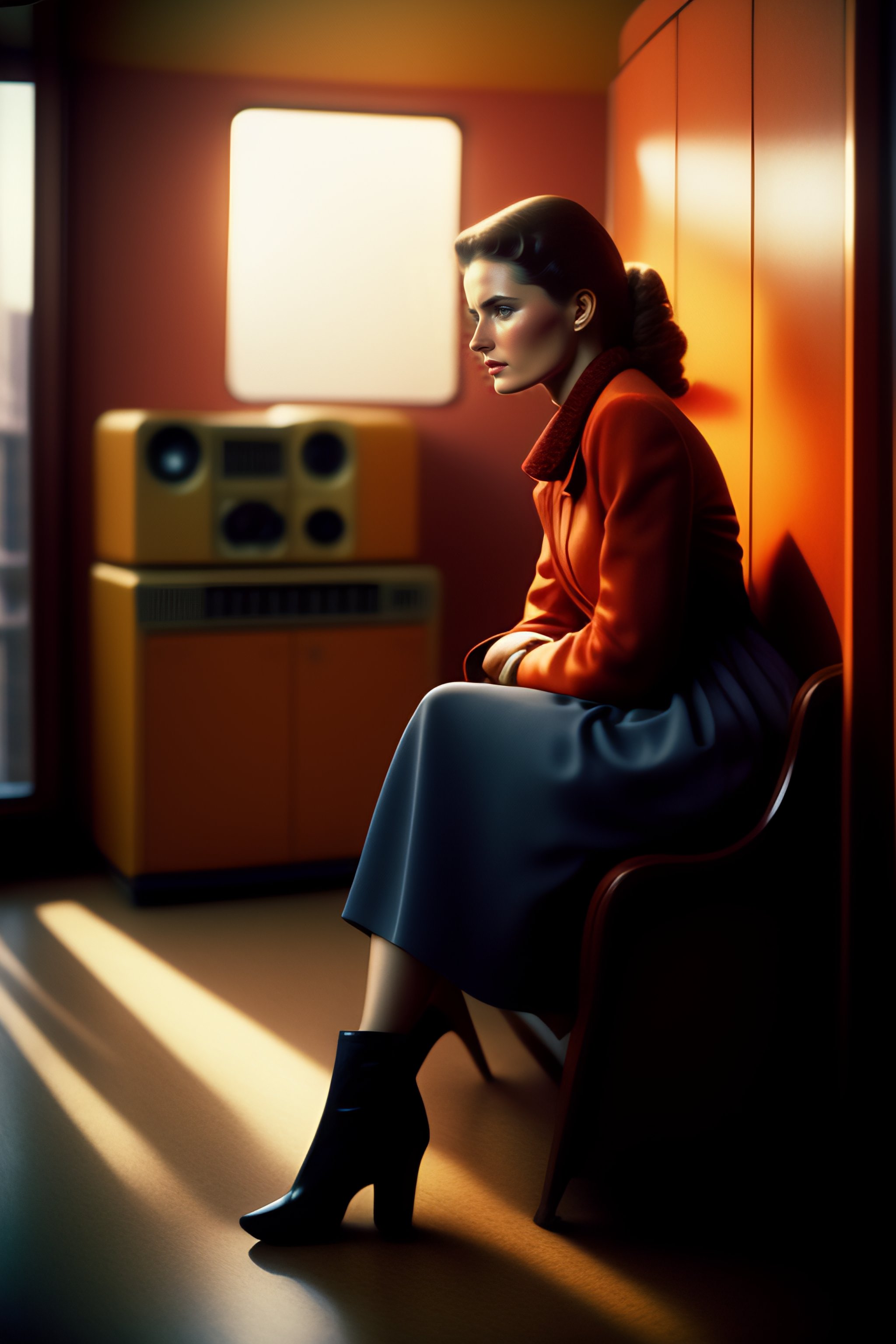 Lexica - A Soviet girl sitting in a chair in front of a soviet computer ...
