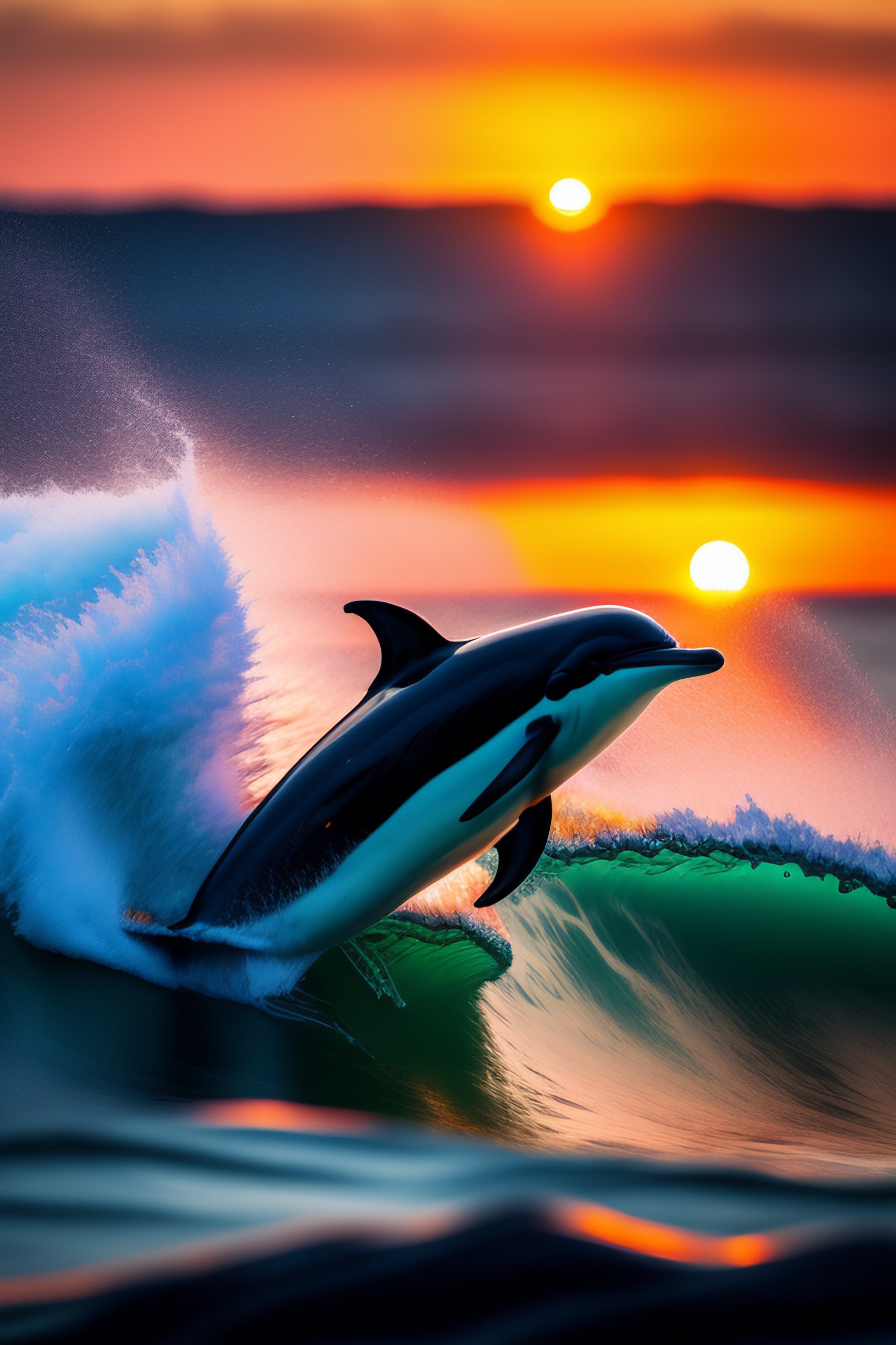 Dolphin Jumping In Sunset