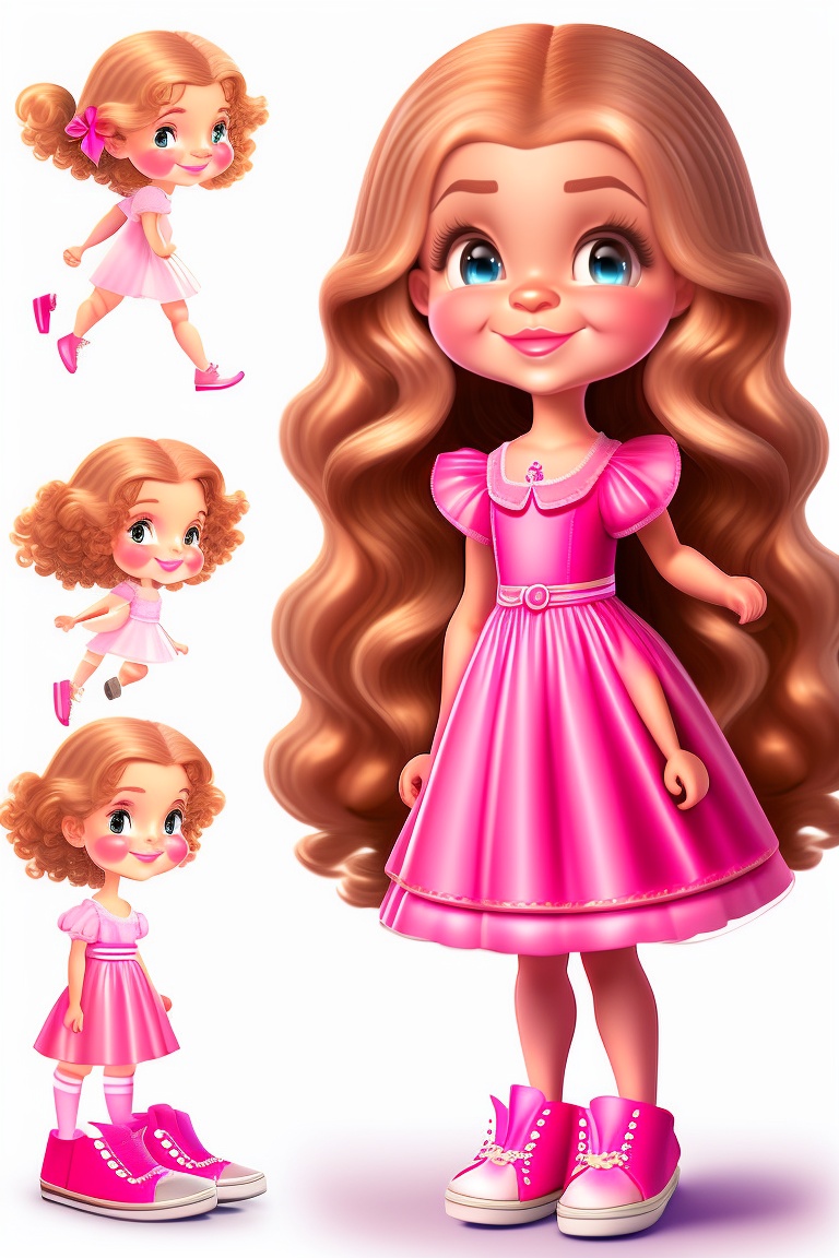 Lexica - A storybook cartoon character a 7-year-old little girl with ...