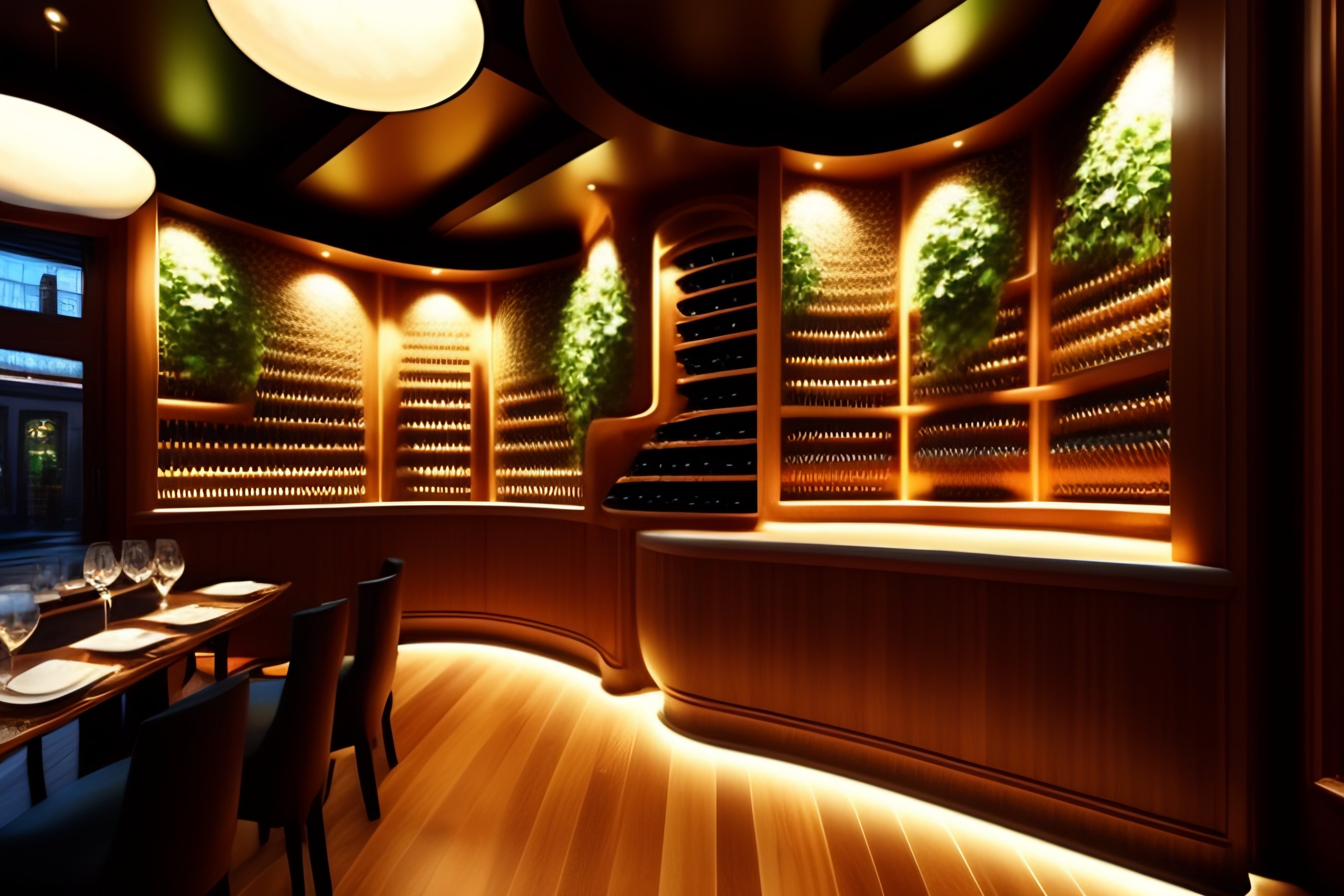 Lexica - Restaurant design::5, wine room, grape wine wall plants::4 ...