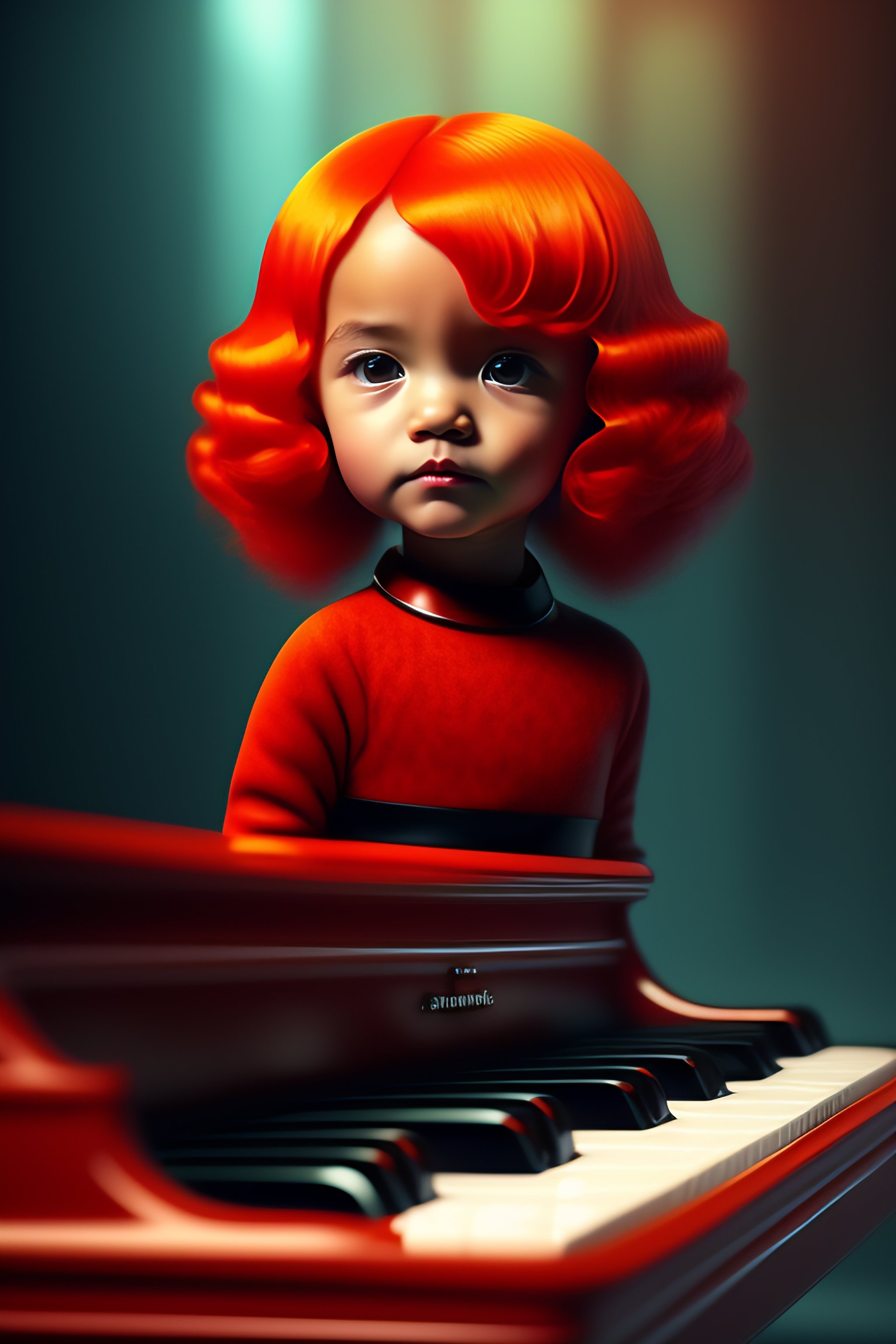 Lexica - An alien with red hair playing piano