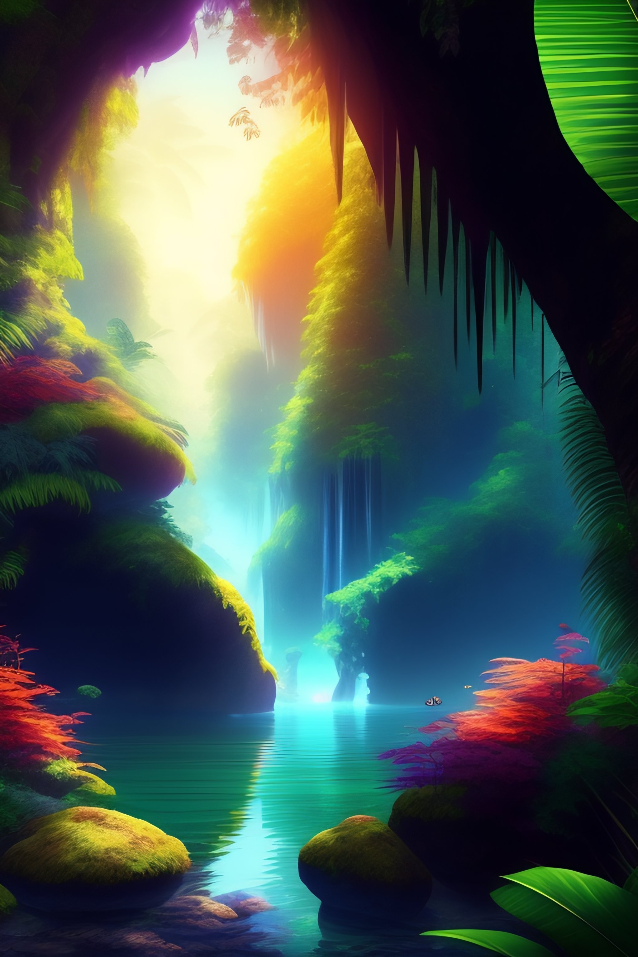 Lexica - Vibrant fantasy, photo-realistic, beautiful jungle, hyper ...
