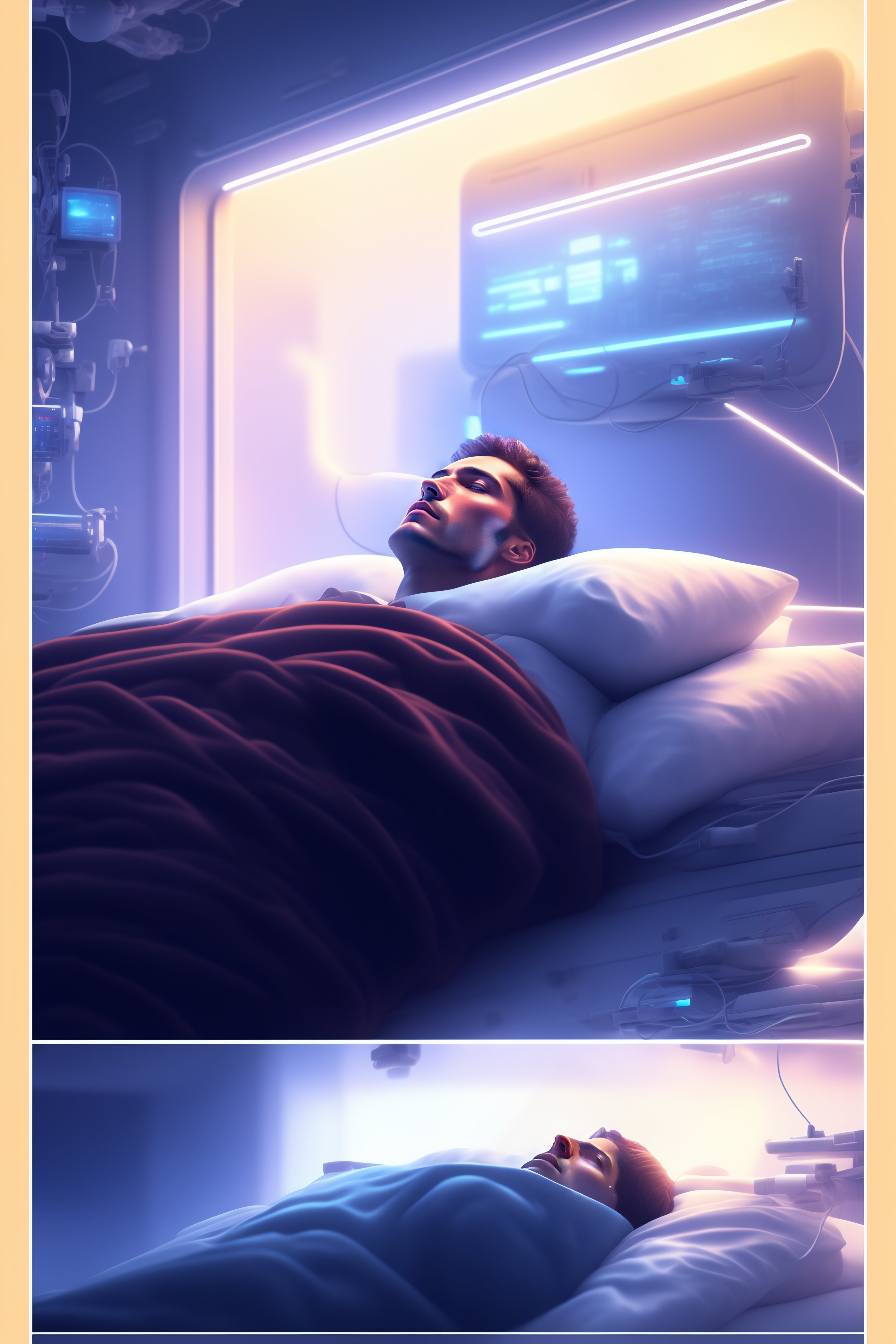 Lexica - A male waking up from a decade long coma in a high tech ...
